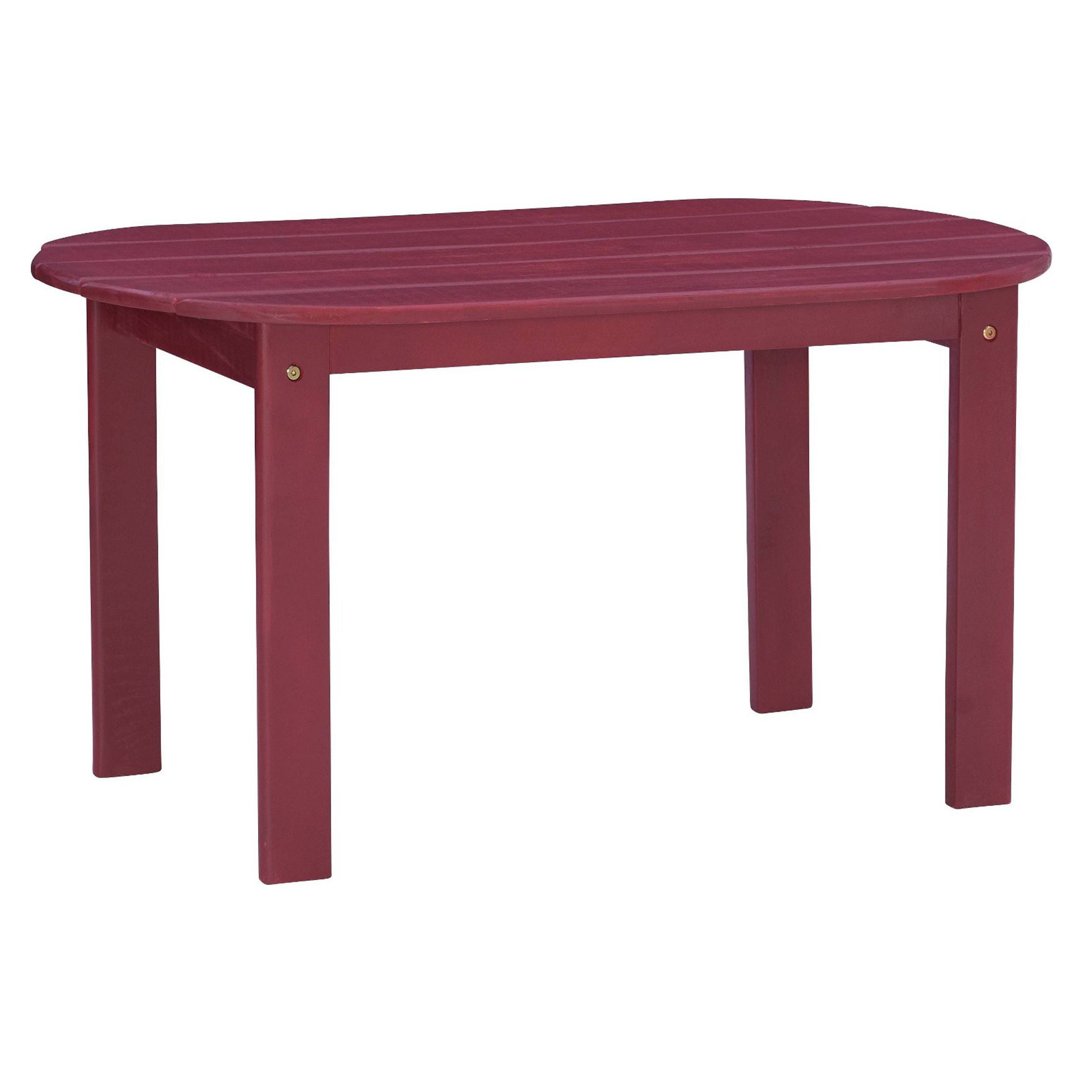 Outdoor Acacia Wood Oval Adirondack Accent Table Red: UV & Weather ...