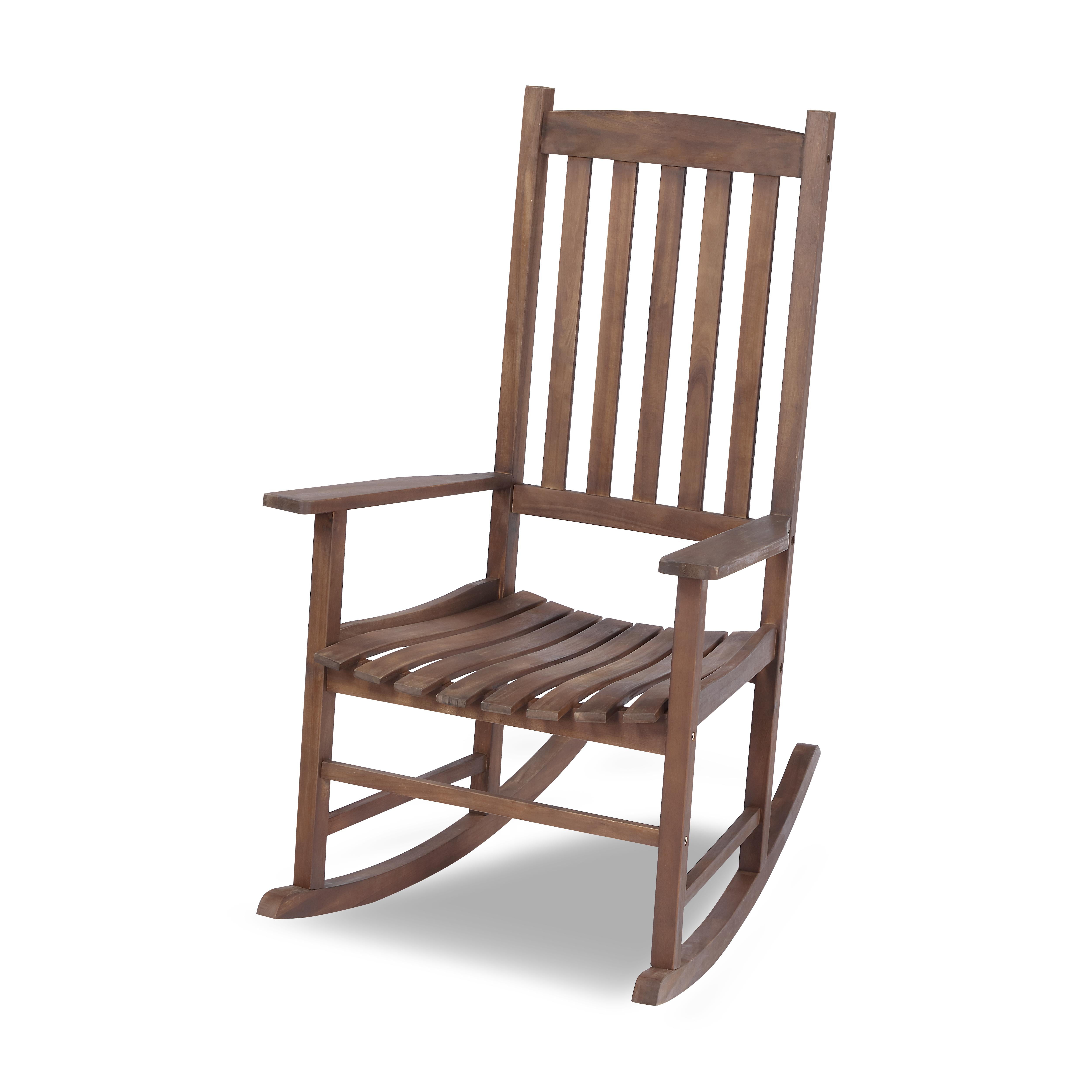 Outdoor Acacia Wood Rocking Chair Brown,Rustic Traditional Patio Rocker ...