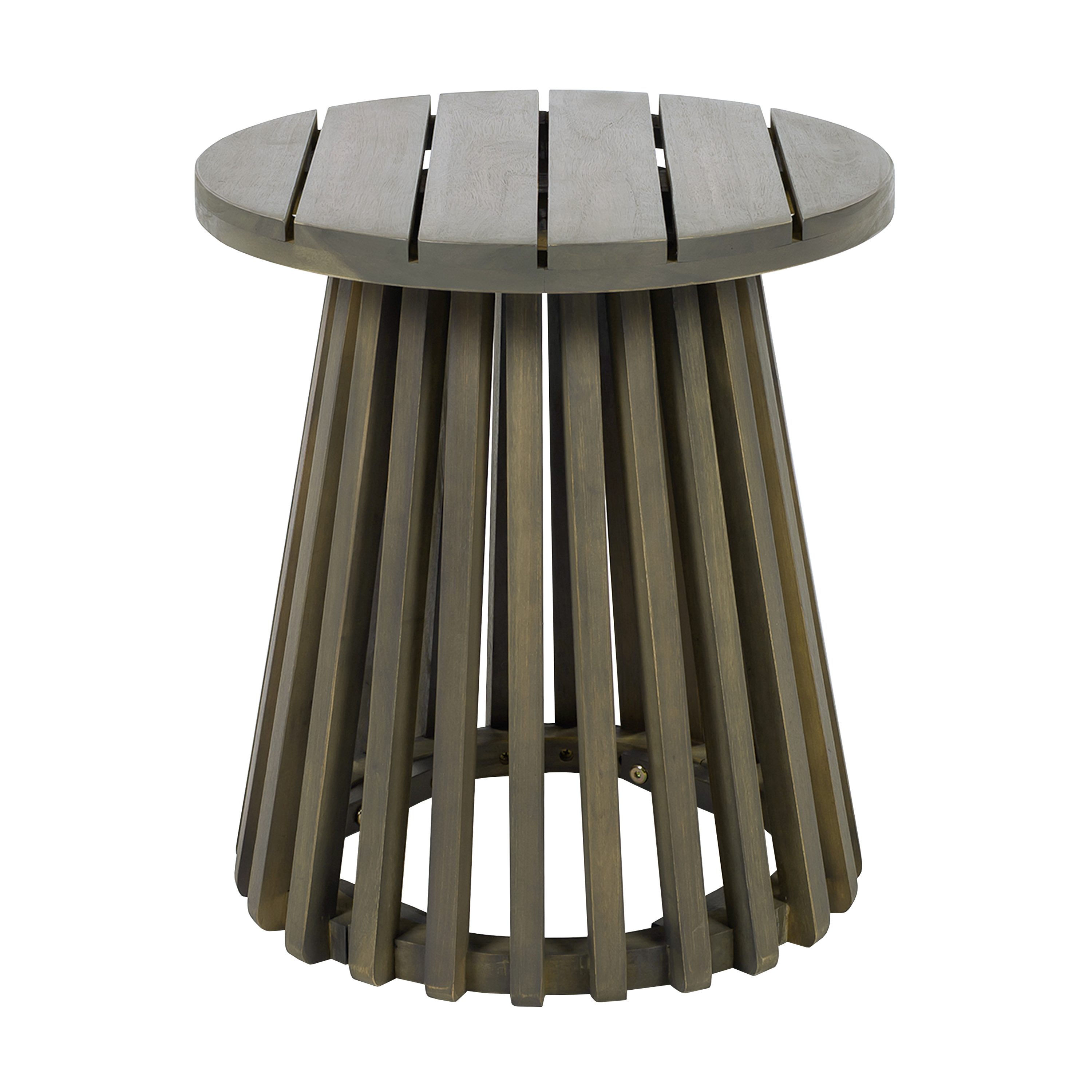 Outdoor Acacia Wood Round Side Table, Grey Finish for Patio, Backyard ...