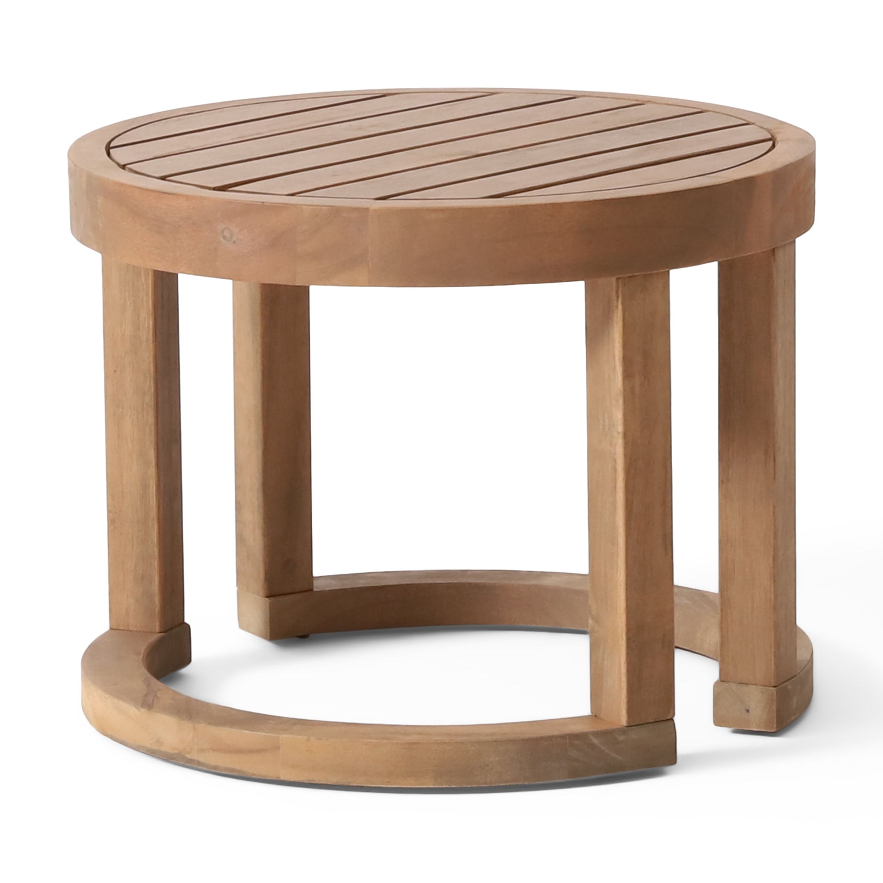 Outdoor Acacia Wood Side Table, 18" Solid Side Table for Patio, Pool ...