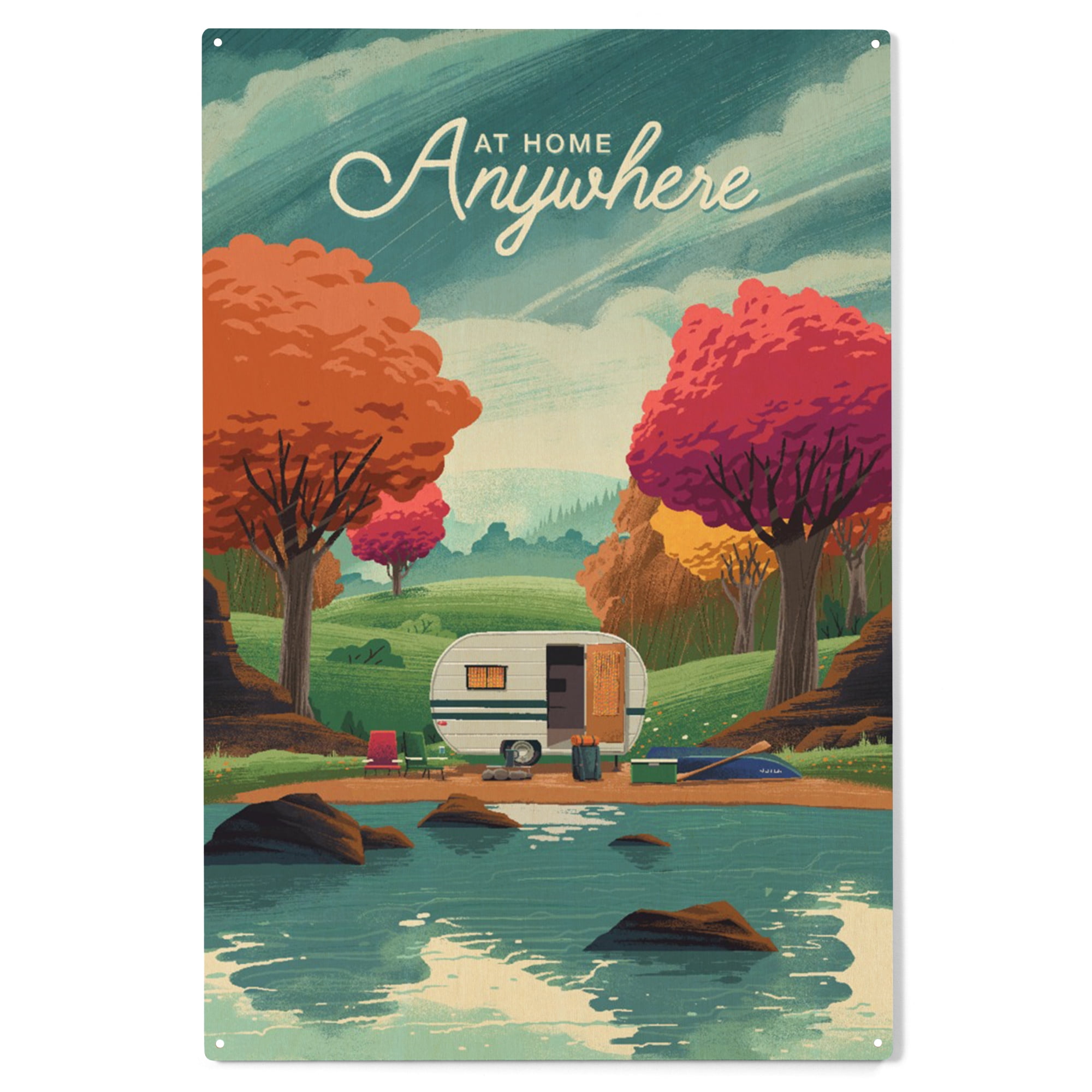 Outdoor Activity, At Home Anywhere, Camper in Fall Colors Birch Wood ...