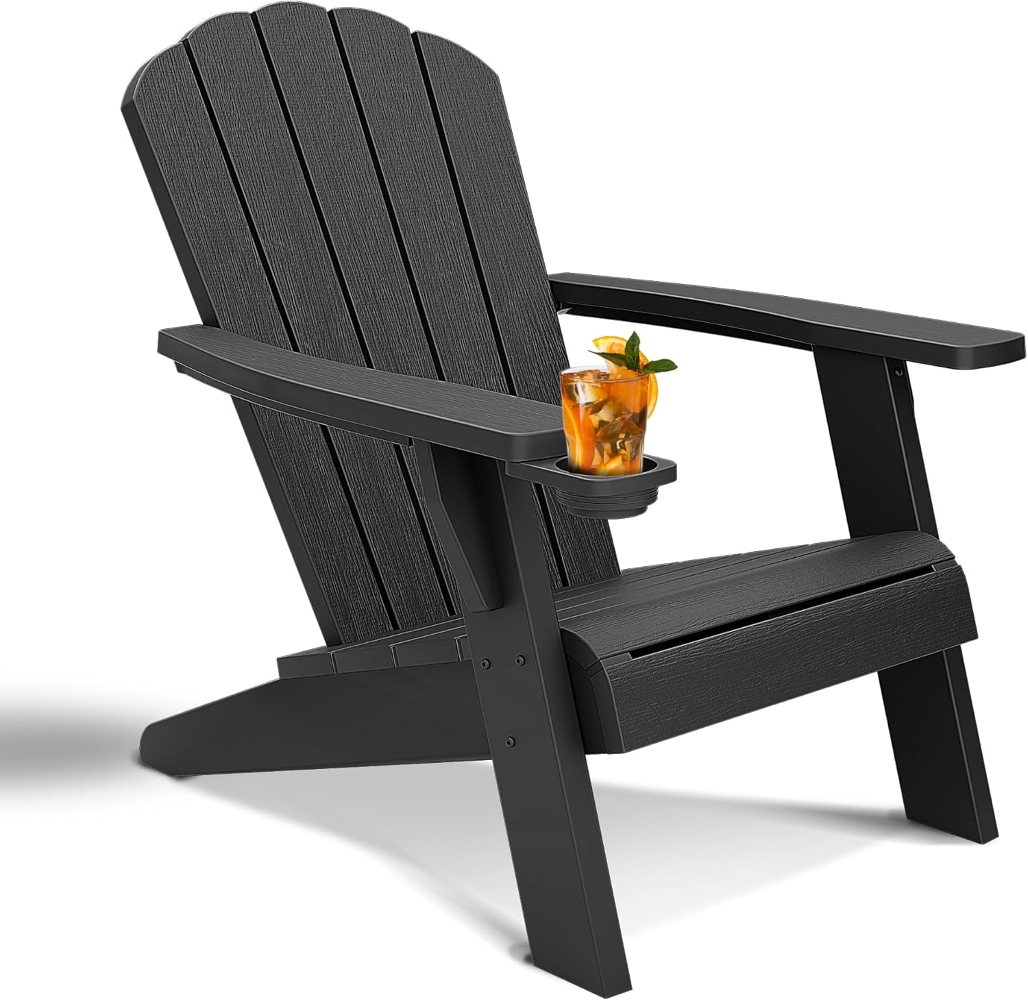 Outdoor Adirondack Chair,Black Wooden Textured Fire Pit Chairs,Plastic ...