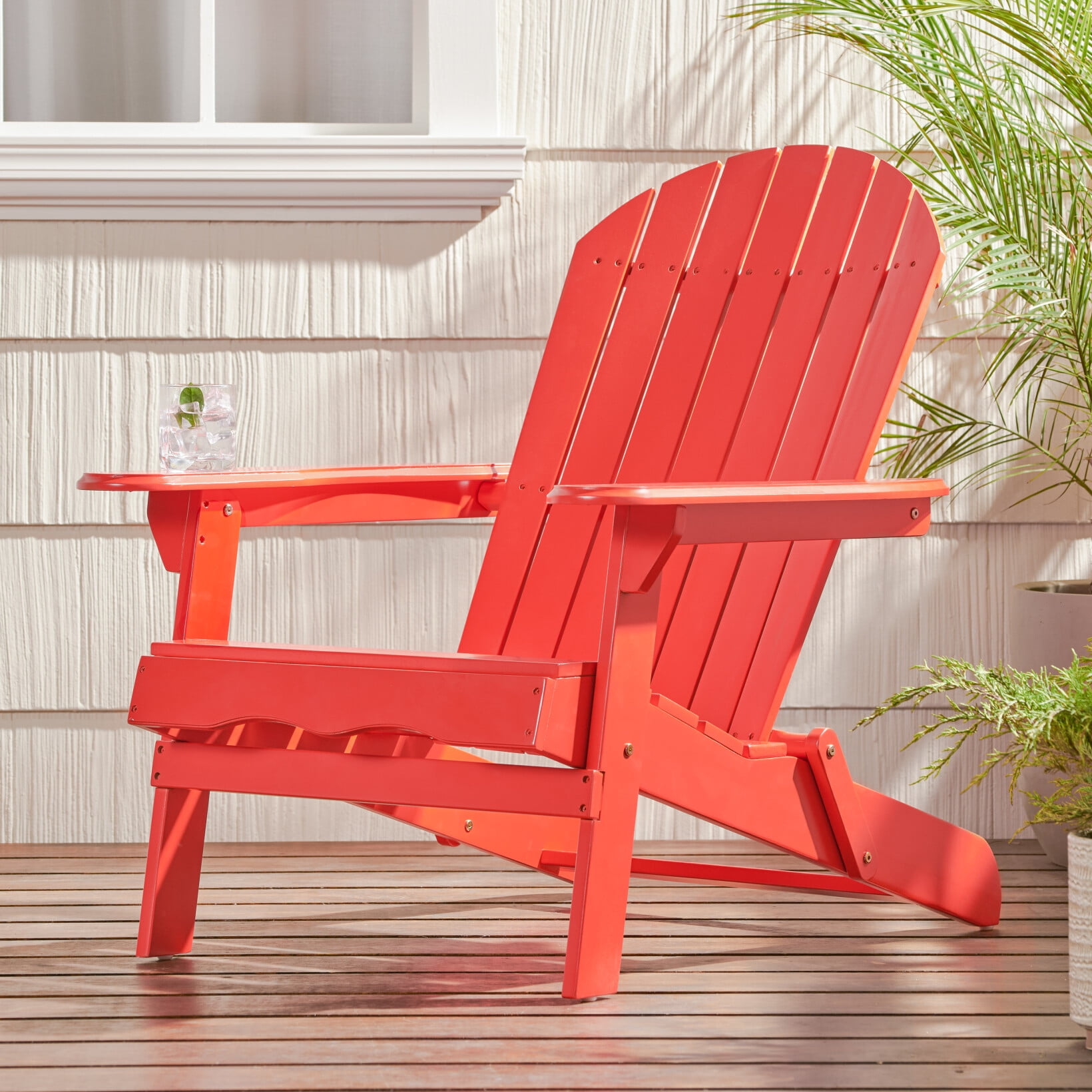 Outdoor Adirondack Chair, Fire Pit Reclining Chair with Slatted Seat ...