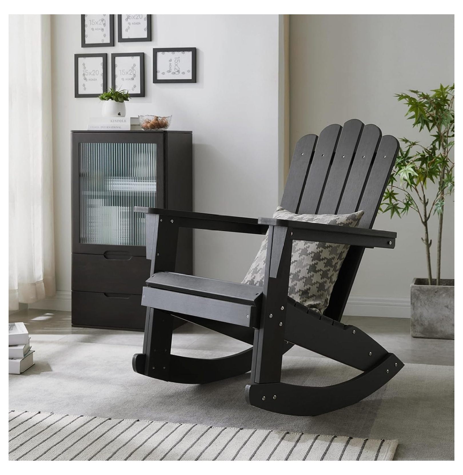 Outdoor Adirondack Rocking Chair, Lumber Porch Rocker with High Back ...