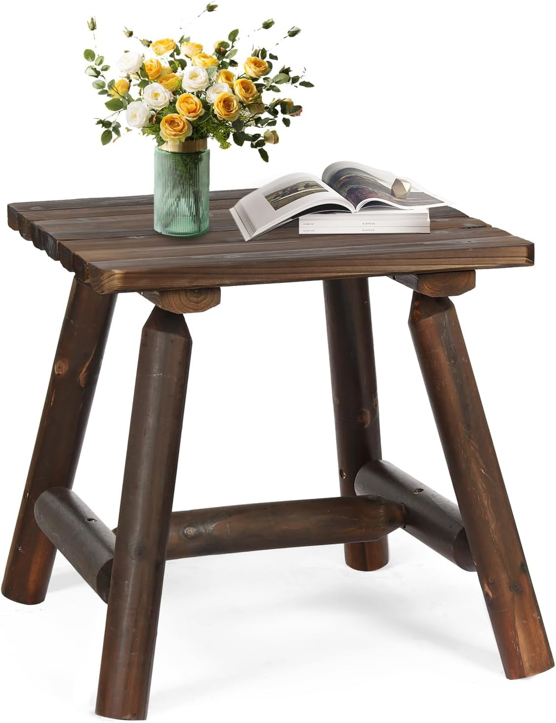 Outdoor Adirondack Side Table, 19.5" Thick Wooden Patio Square End ...