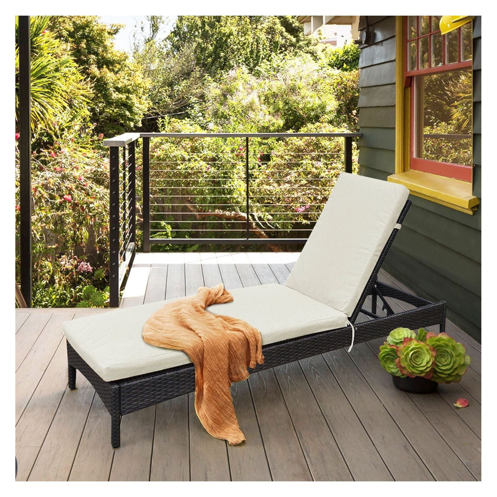 Outdoor Adjustable Rattan Recliner Lounge Chair,PE Wicker,Aluminium ...