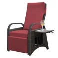 Outdoor Adjustable Wicker Recliner with Flip Table - Walmart.com