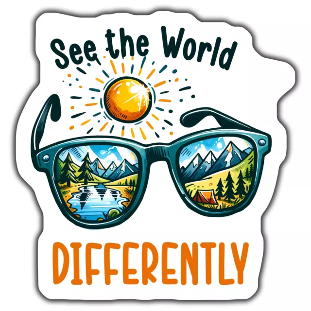 Outdoor Adventure Sticker, Scenic Nature Glasses Decal, See The World ...