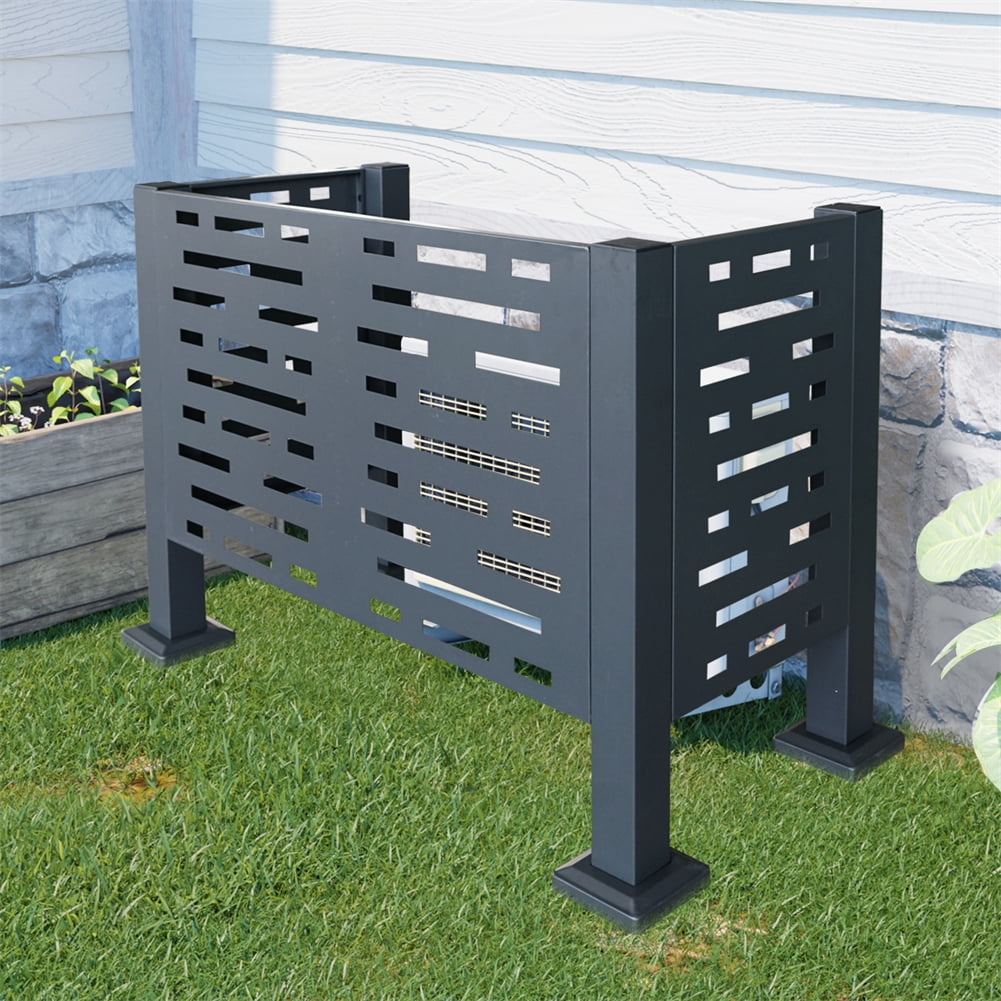 Outdoor Air Conditioner Fence, 3 Panels Privacy Fence, Metal Trash Can ...
