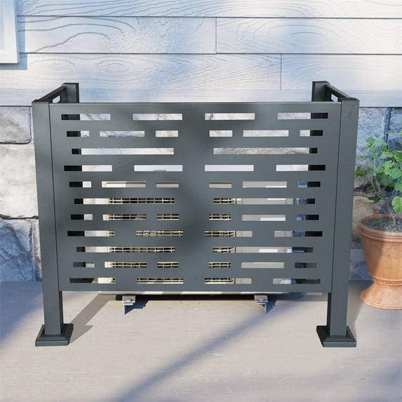 Outdoor Air Conditioner Fence, 3 Panels Privacy Fence, Metal Trash Can ...