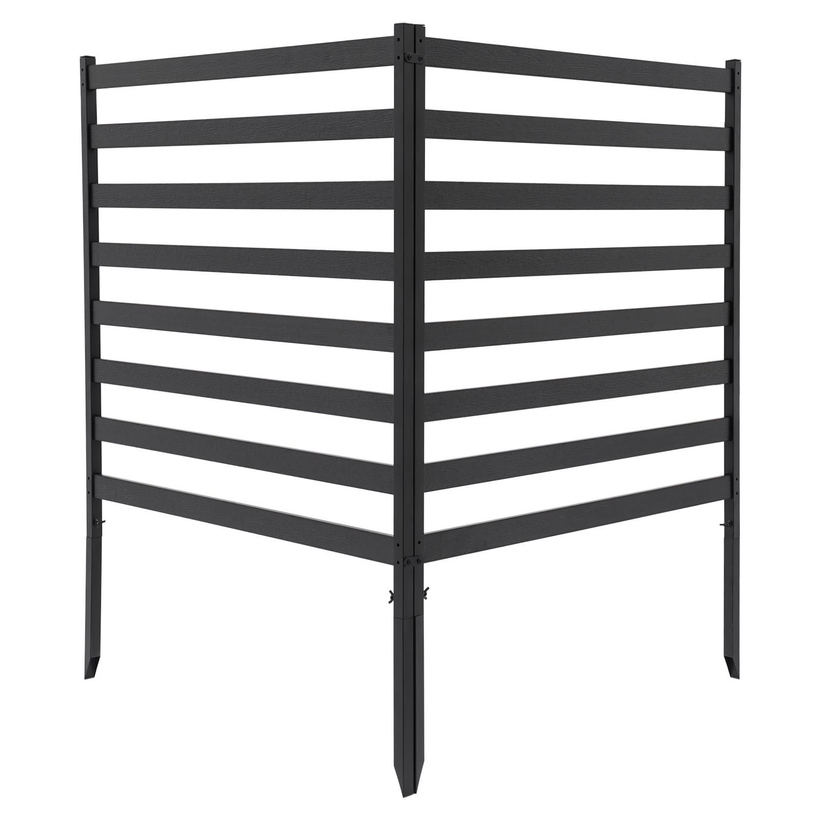 Outdoor Air Conditioner Fence, Black/Brown, Steel and Plastic-Wood ...