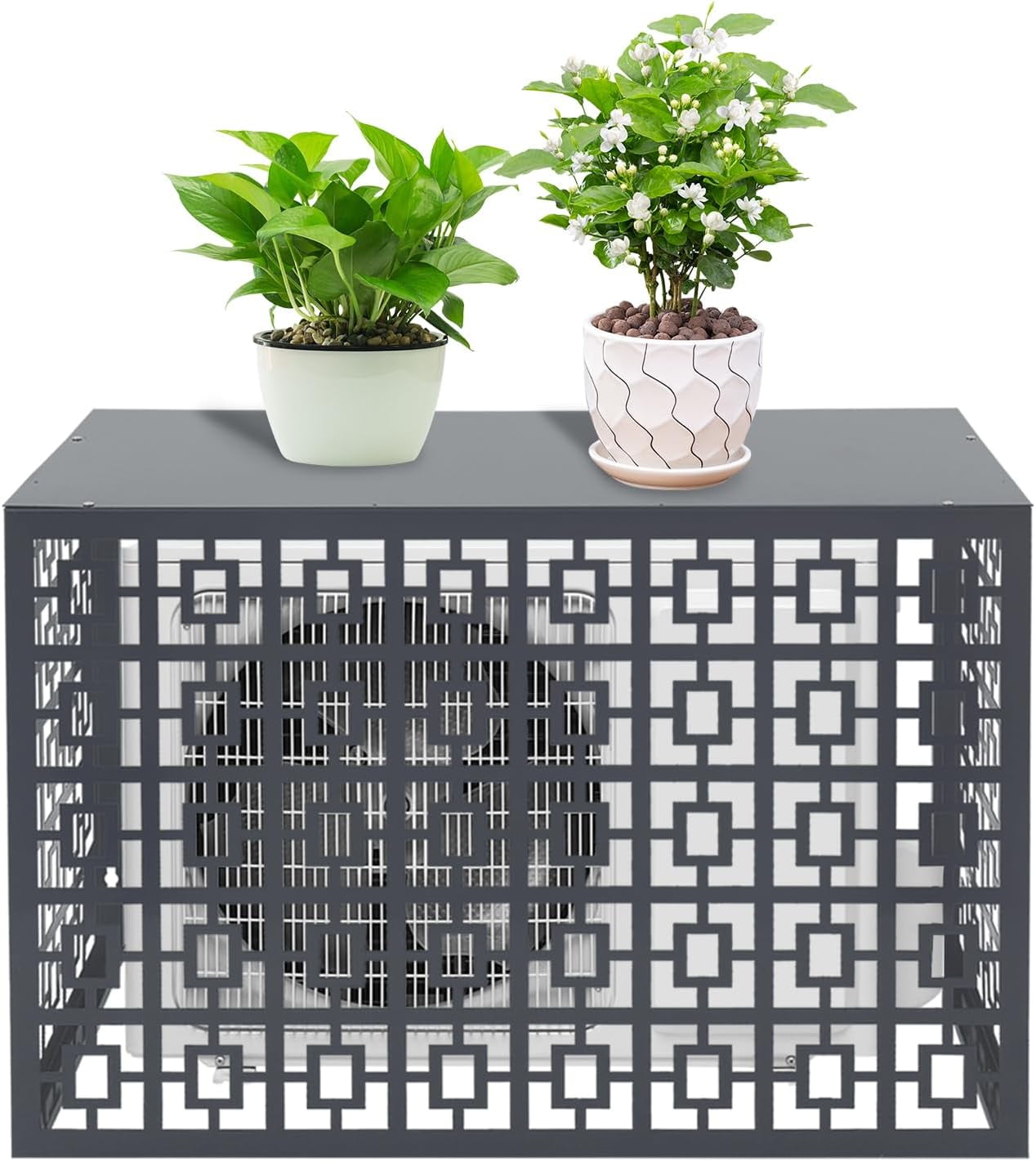 Outdoor Air Conditioner Fence, Metal Louvered Privacy Screen Geometric ...