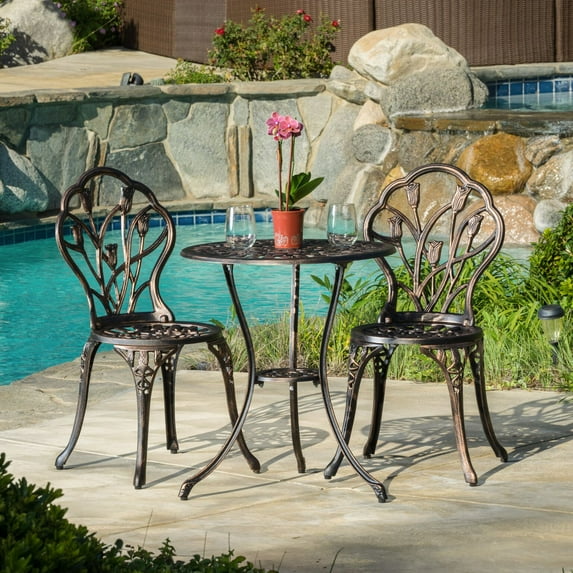 Outdoor Aluminum 3 Piece Bistro Set, Copper - Walmart.com