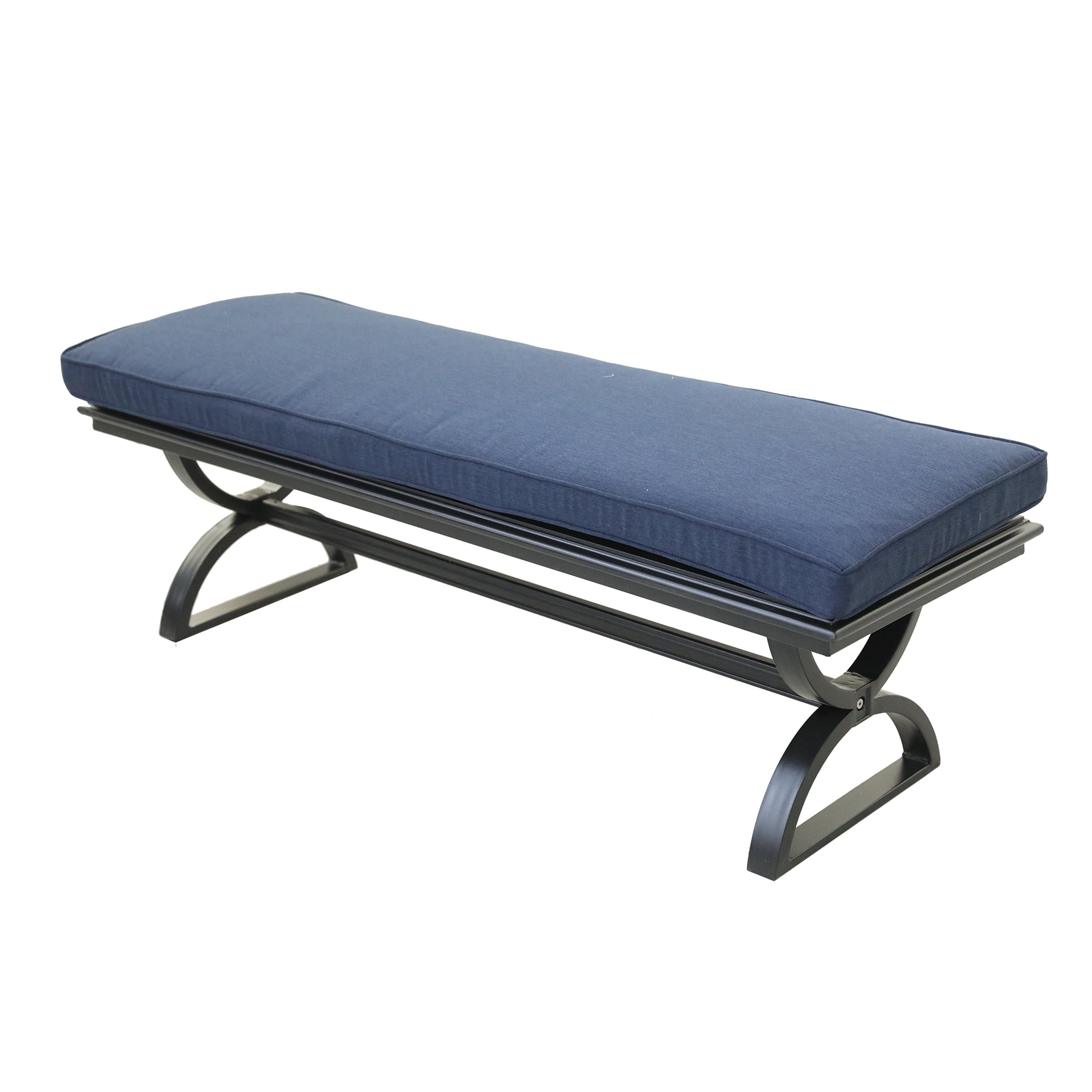 Outdoor Aluminum Bench with Cushion,Modern Dining Bench,Upholstered ...