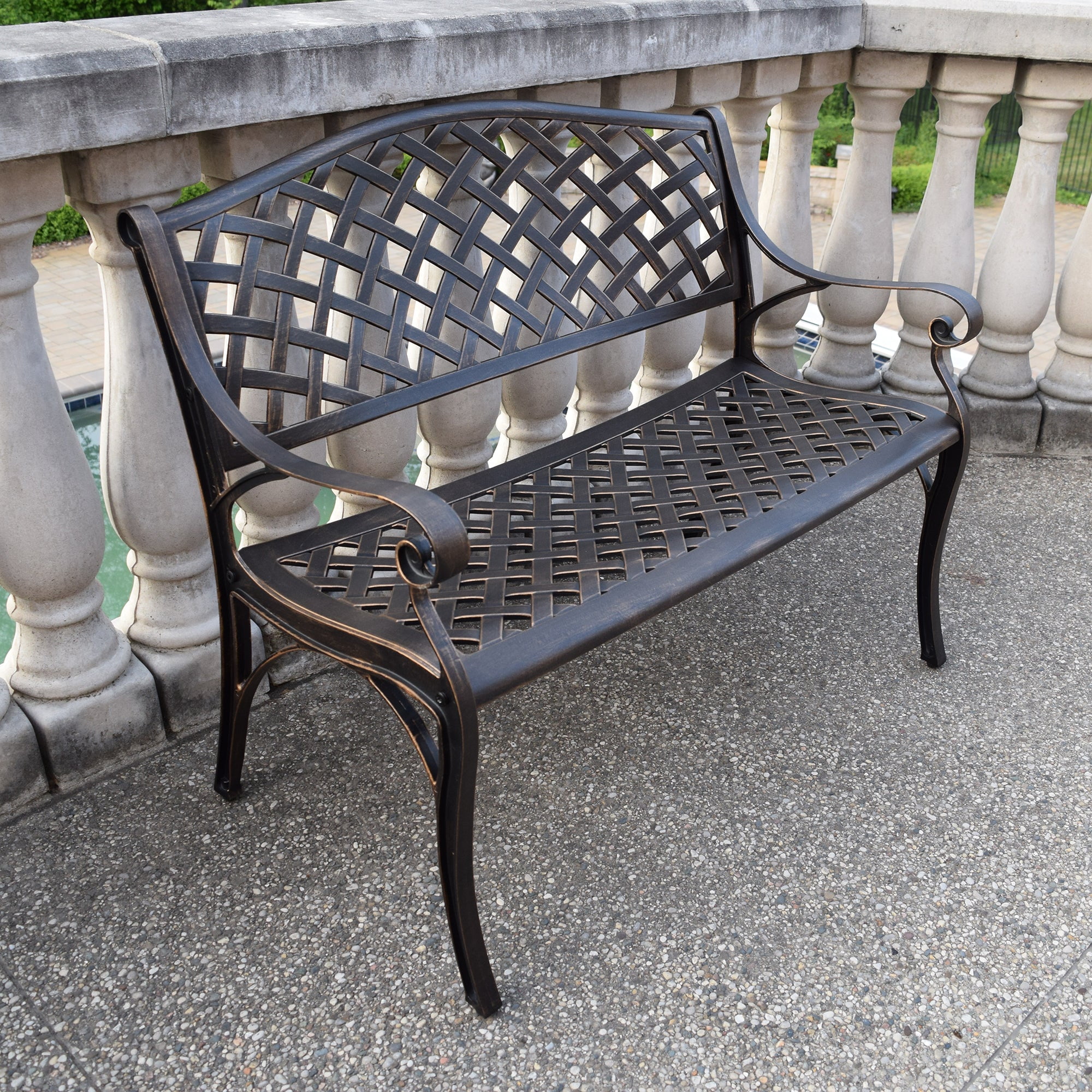 Outdoor Aluminum Modern 40-in Bronze Patio Bench Loveseat - Walmart.com