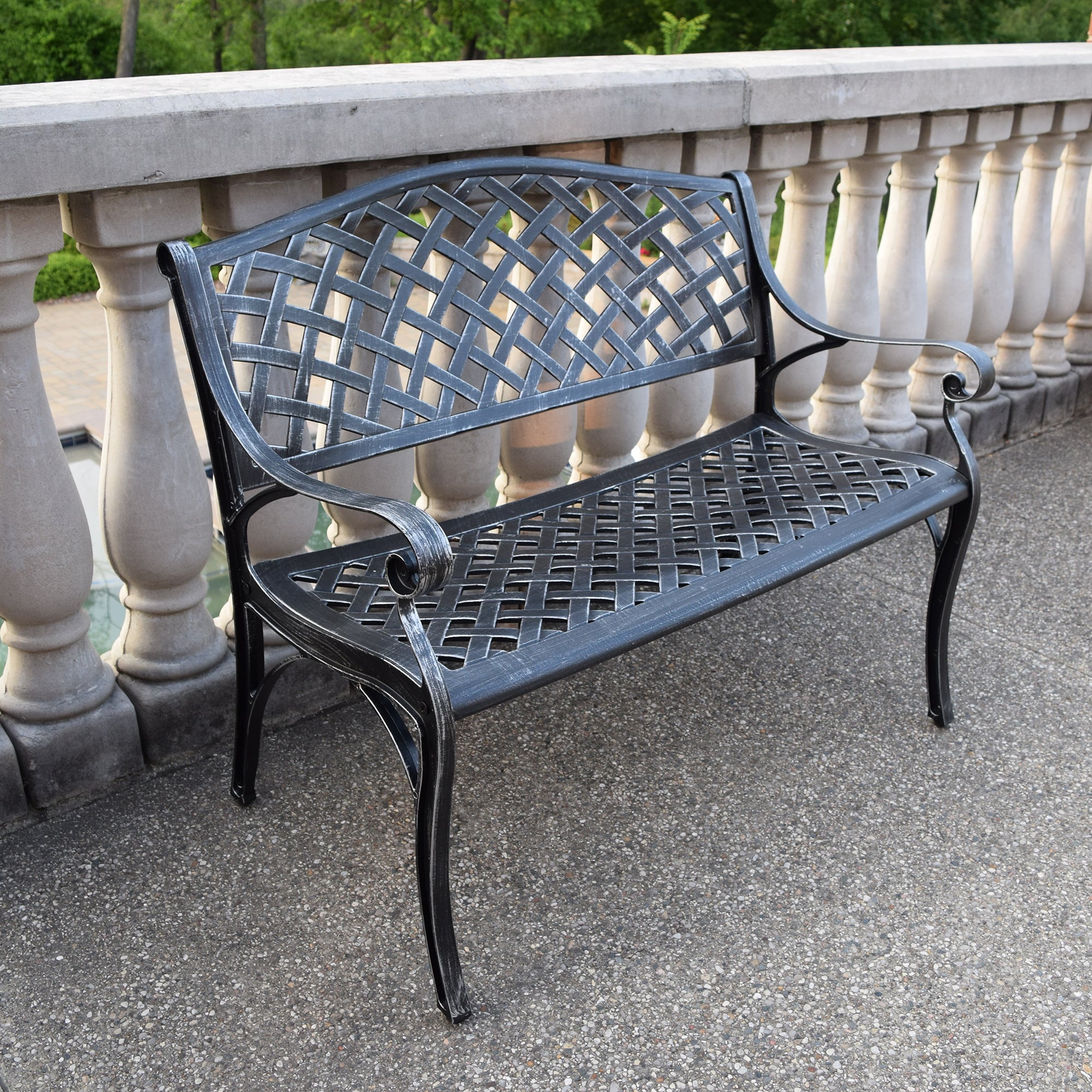 Outdoor Aluminum Modern 40-in Grey Patio Bench Loveseat - Walmart.com