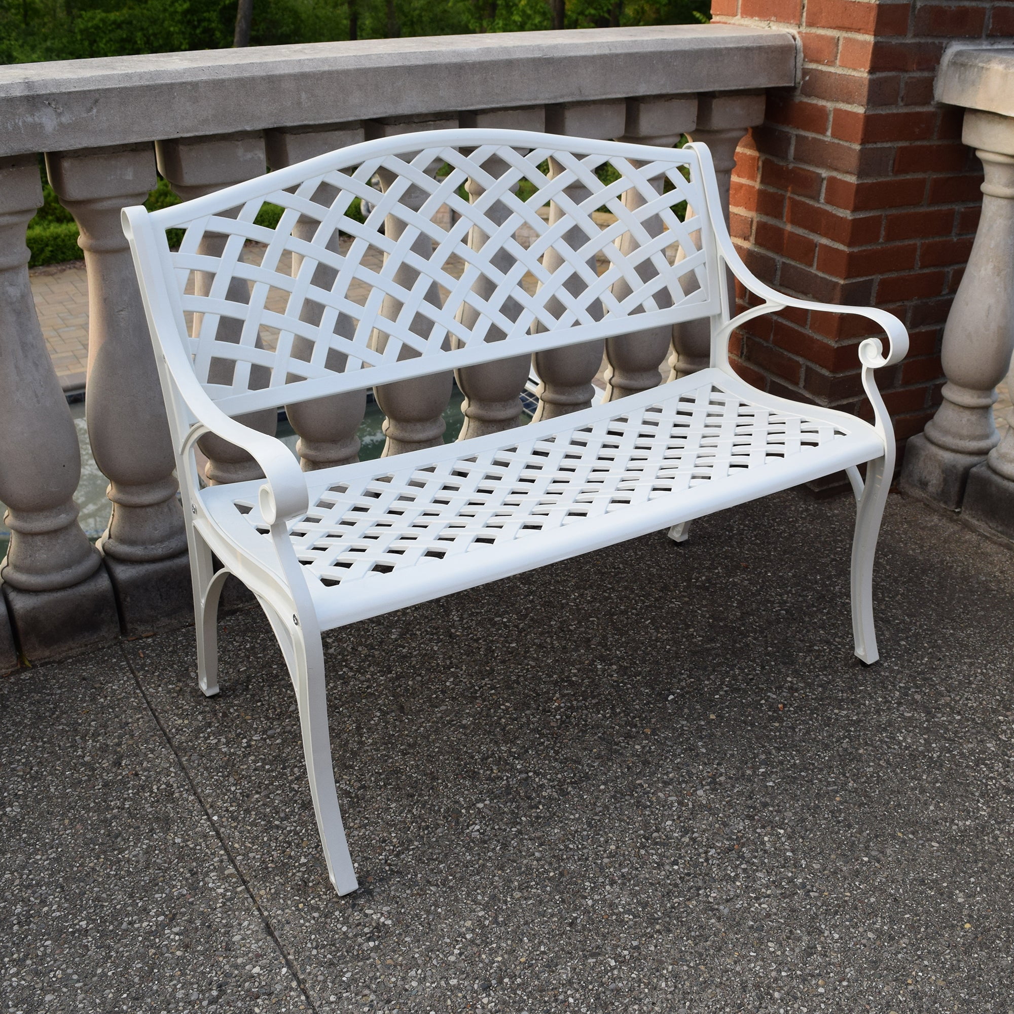 Outdoor Aluminum Modern 40-in White Patio Bench Loveseat - Walmart.com