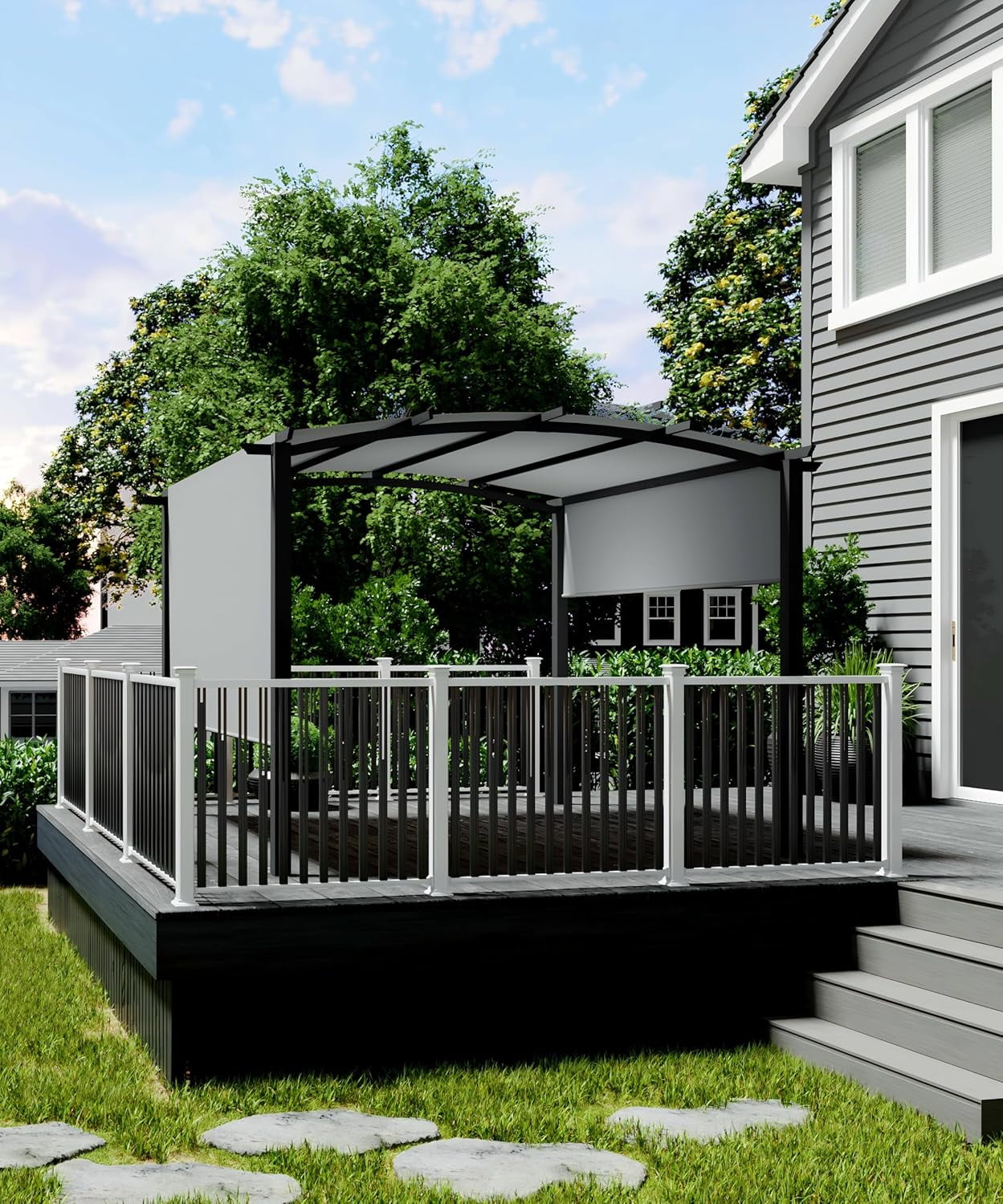 Joyspirit Outdoor Arched Pergola, Aluminum Pergola with Retractable ...