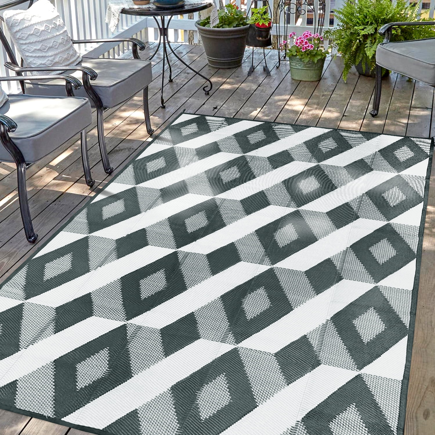 Outdoor Area Plastic Straw Rugs for Patio RV Camping 6x9ft, Reversible ...