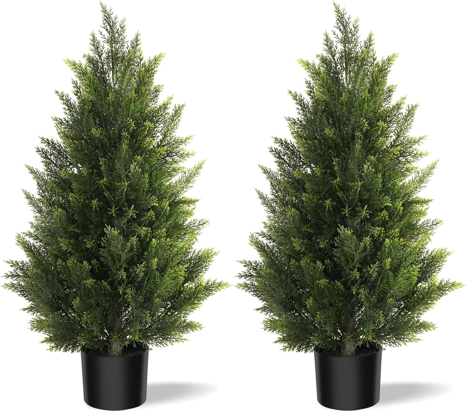 Outdoor Artificial Cedar Topiary Tree 3FT Tall 2 Set, Faux Evergreen ...