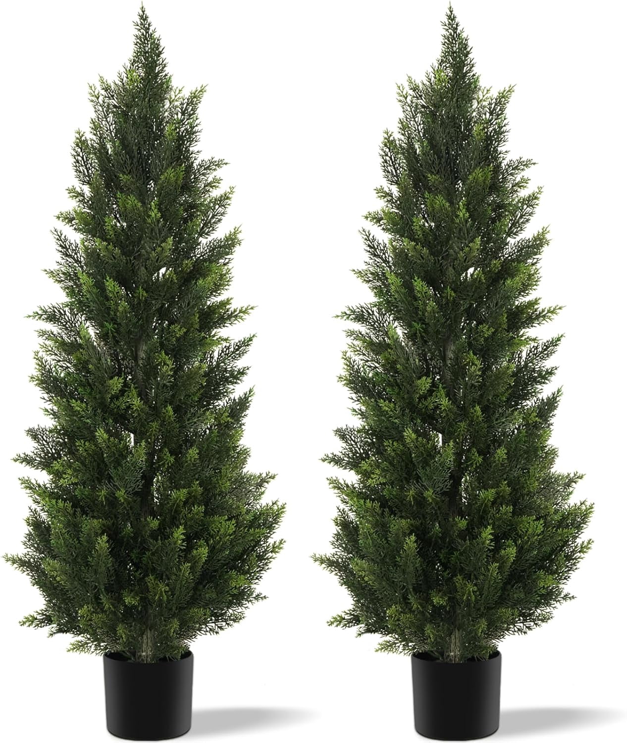 Outdoor Artificial Cedar Topiary Tree 4FT Tall 2 Set, Faux Evergreen ...