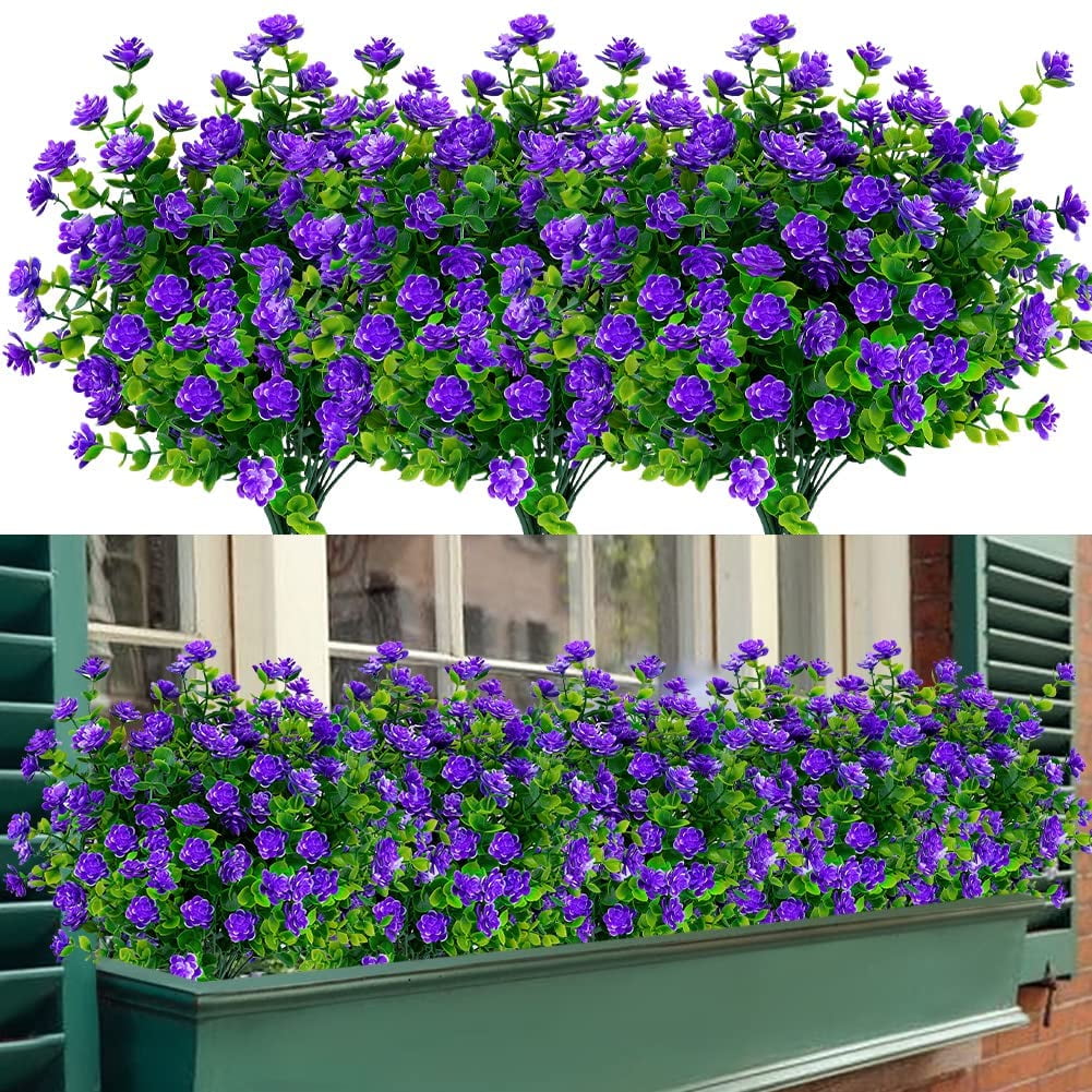 Outdoor Artificial Fake Flowers No Fade UV Resistant Faux Plastic ...
