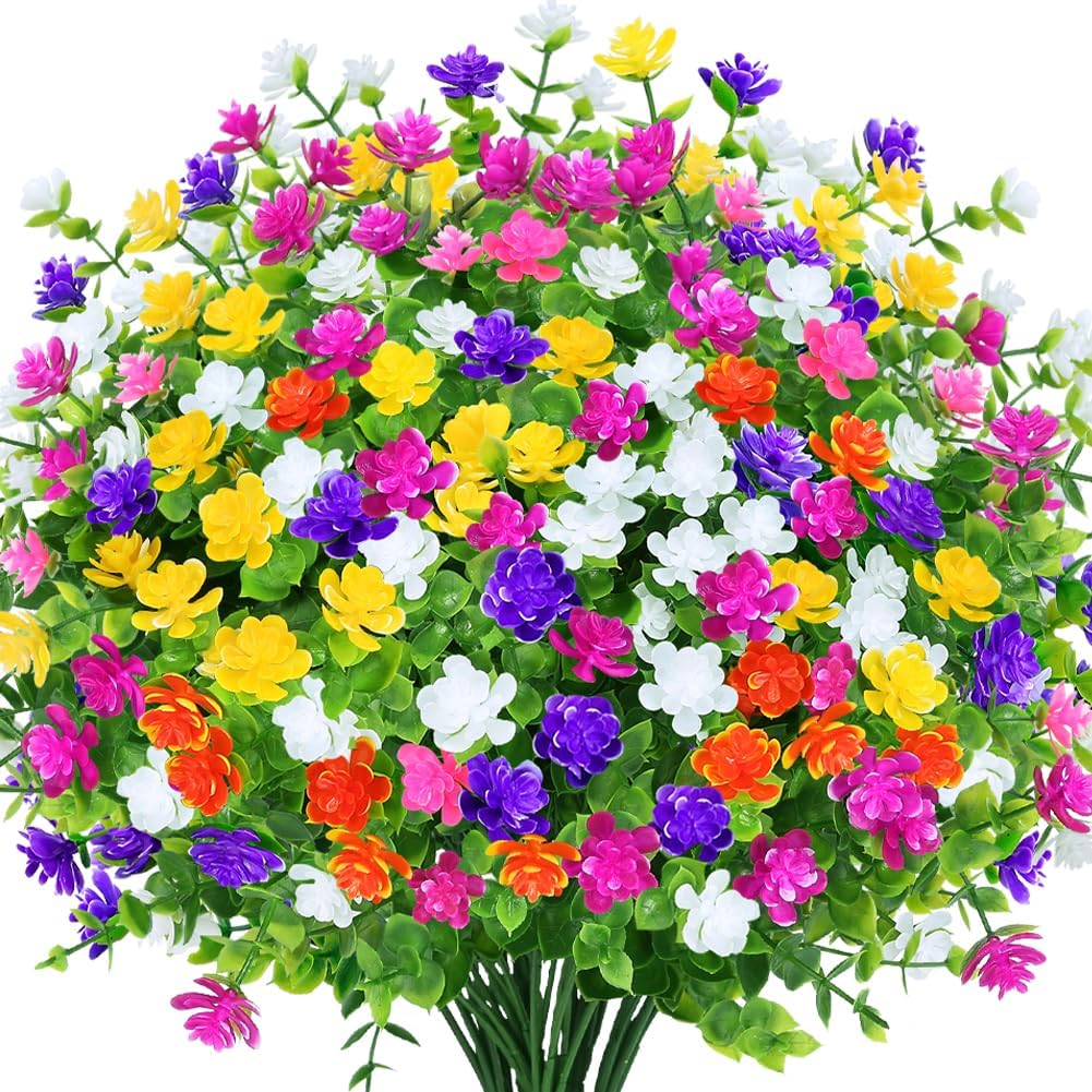 Outdoor Artificial Fake Flowers UV Resistant No Fade Boxwood Faux ...