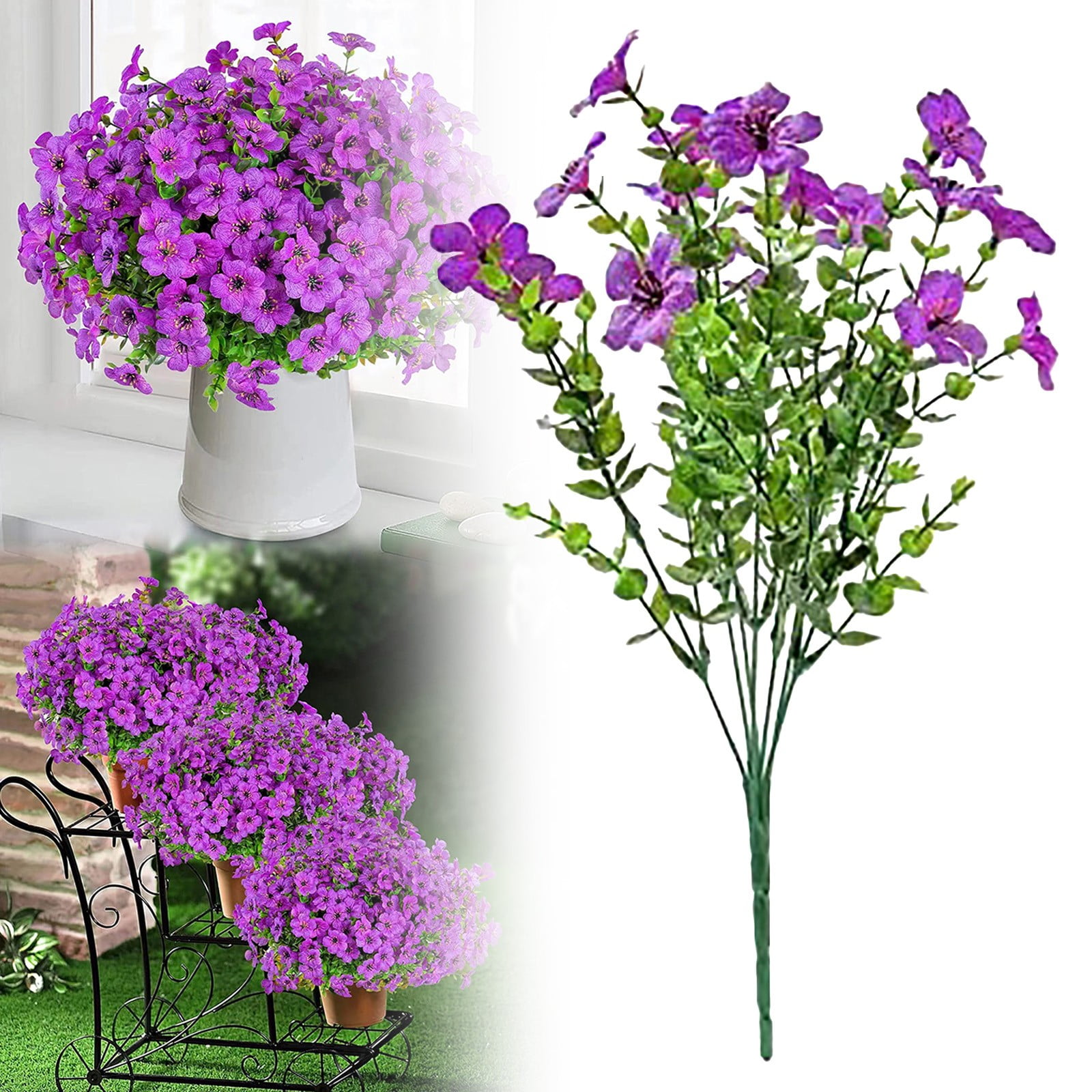 Outdoor Artificial Flowers Violets, Artificial Violet Plastic Flowers ...