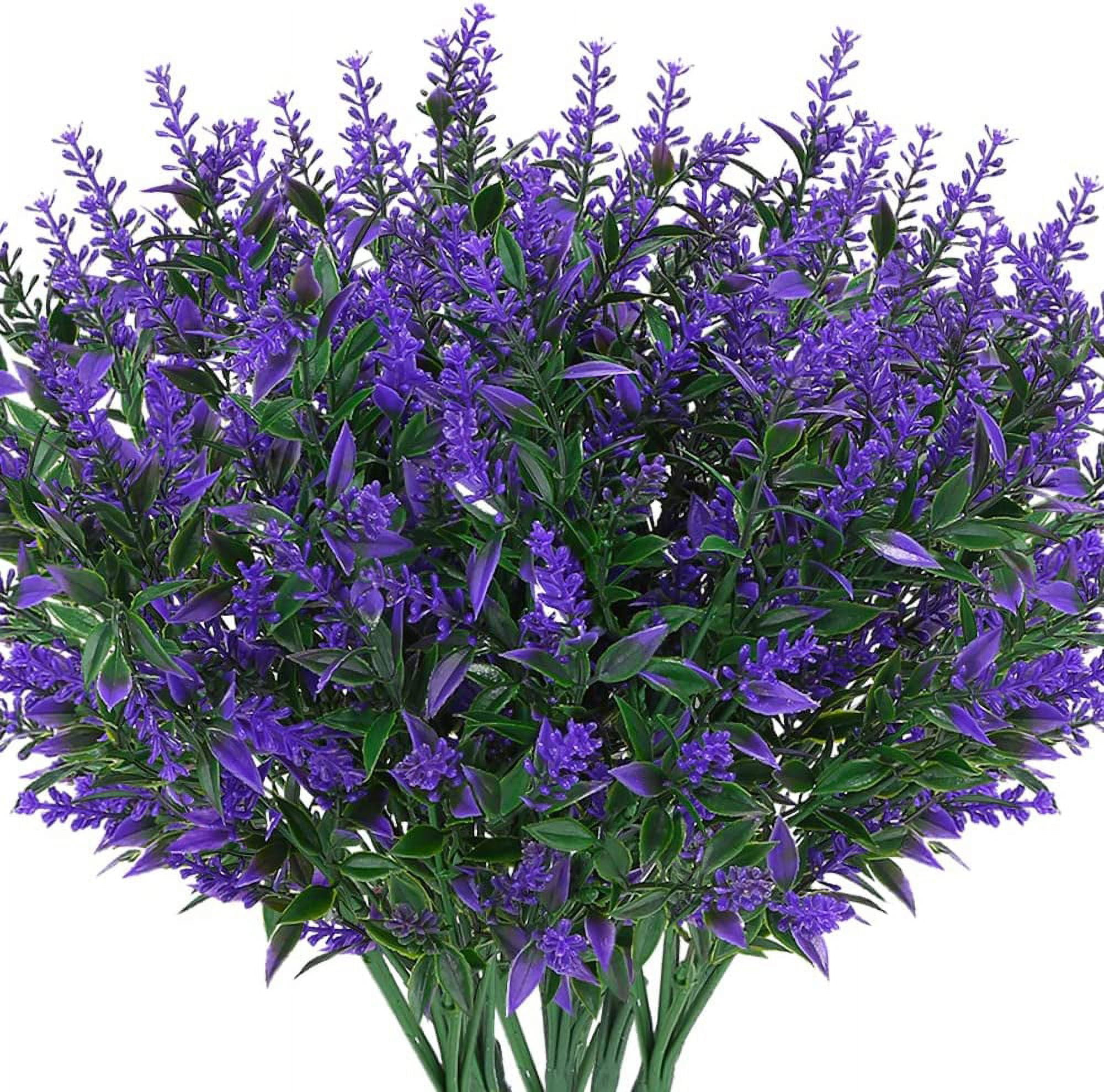 Outdoor Artificial Lavender Fake Flowers, Lifelike UV Resistant No Fade ...