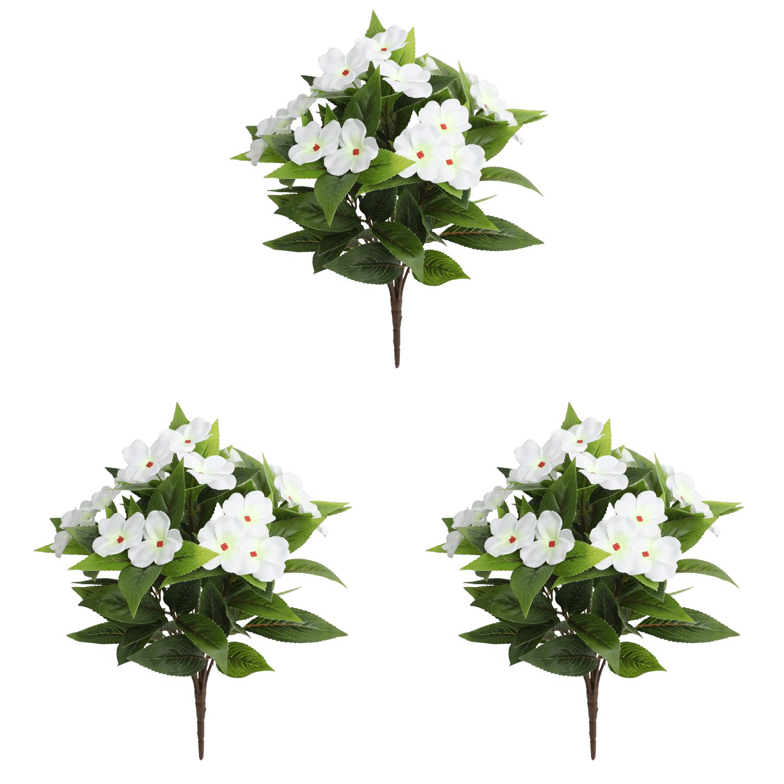 Outdoor Artificial Flowers- Impatiens Bushes Silk Hibiscus UV Protected ...