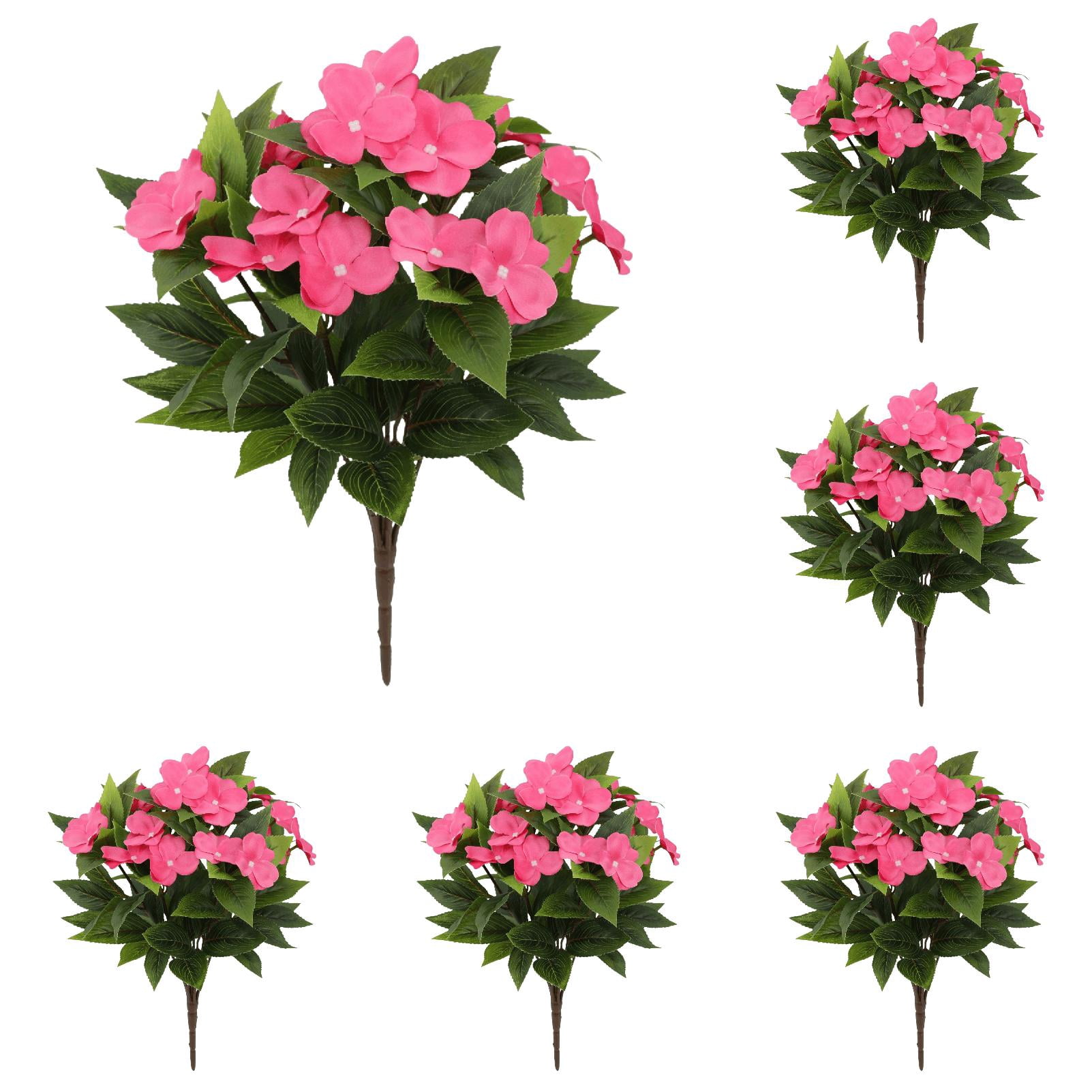 Outdoor Artificial Flowers- Impatiens Bushes Silk Hibiscus UV Protected ...