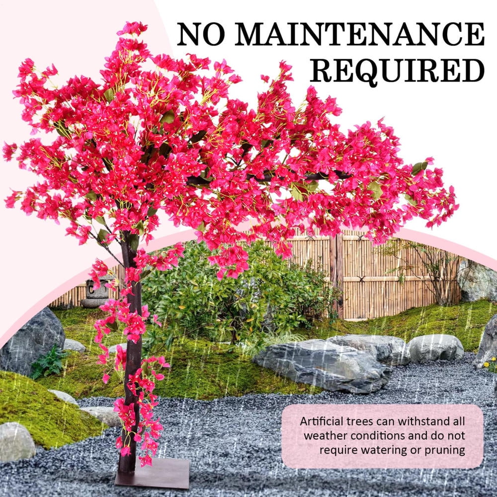 Outdoor Artificial Rose Red Trees, 8.2-Ft Large Faux Tree for Front ...