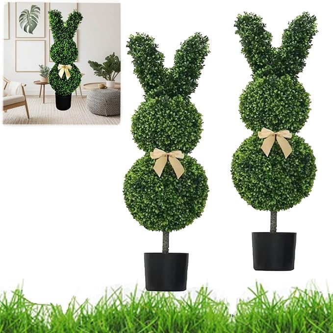 Outdoor Artificial Turf Bunny-Shaped Topiary Tree, Bunny Topiary ...