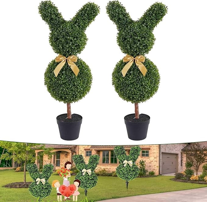 Outdoor Artificial Turf Bunny-Shaped Topiary Tree, Bunny Topiary ...
