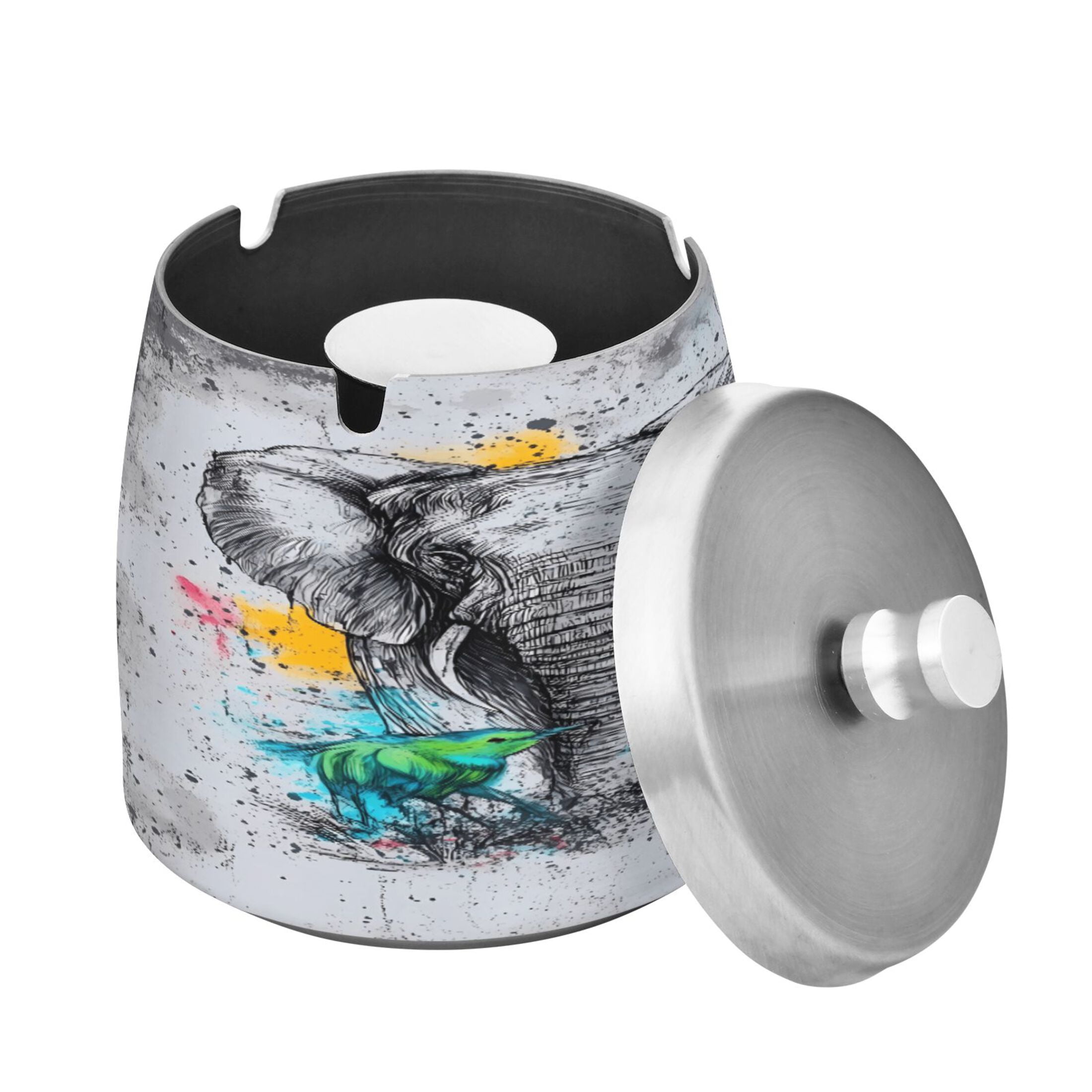 Outdoor Ashtray with Lid for Cigarette Stainless Steel Smokeless Ash ...