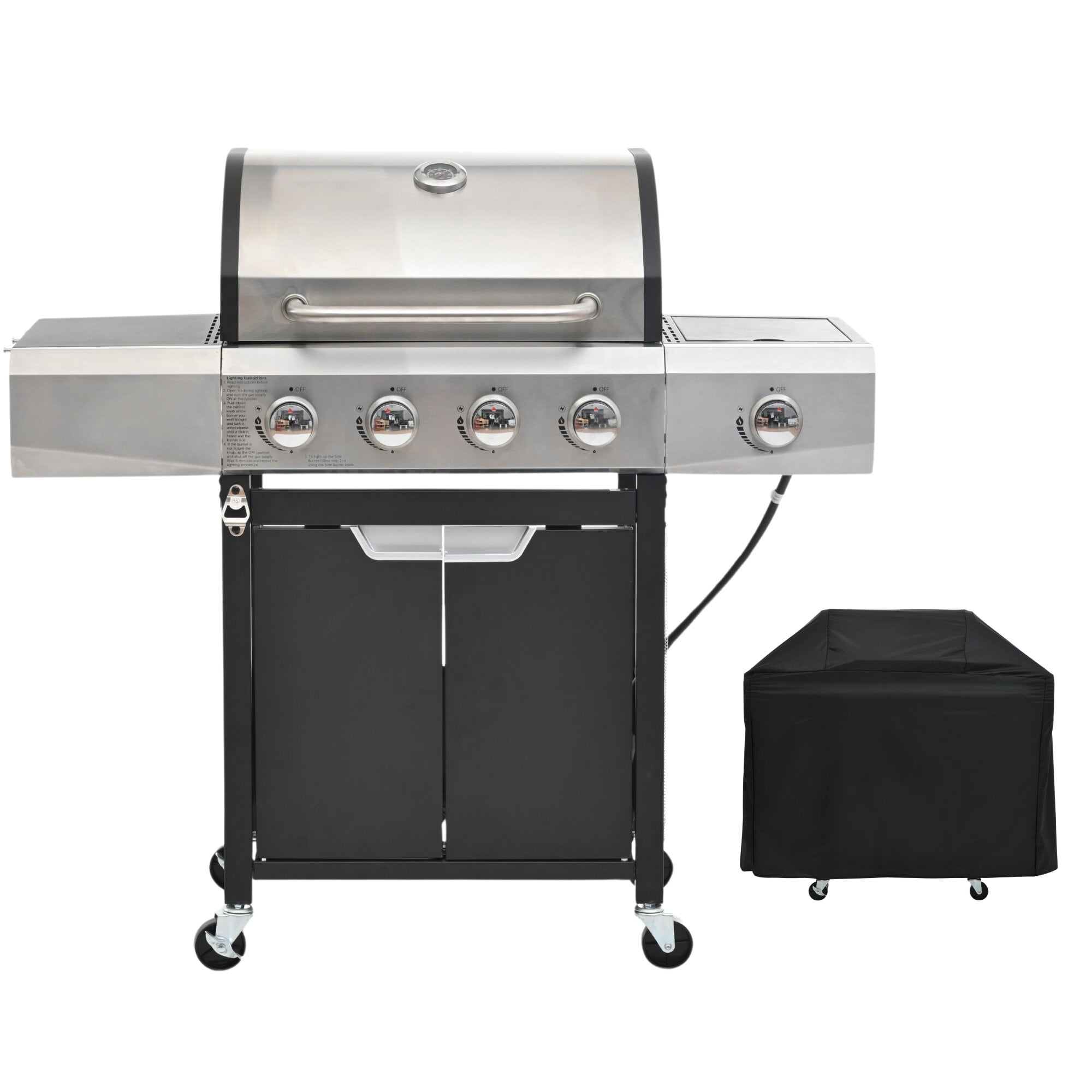 Outdoor BBQ Grills Propane Grill 4 Burner Barbecue Grill Stainless ...