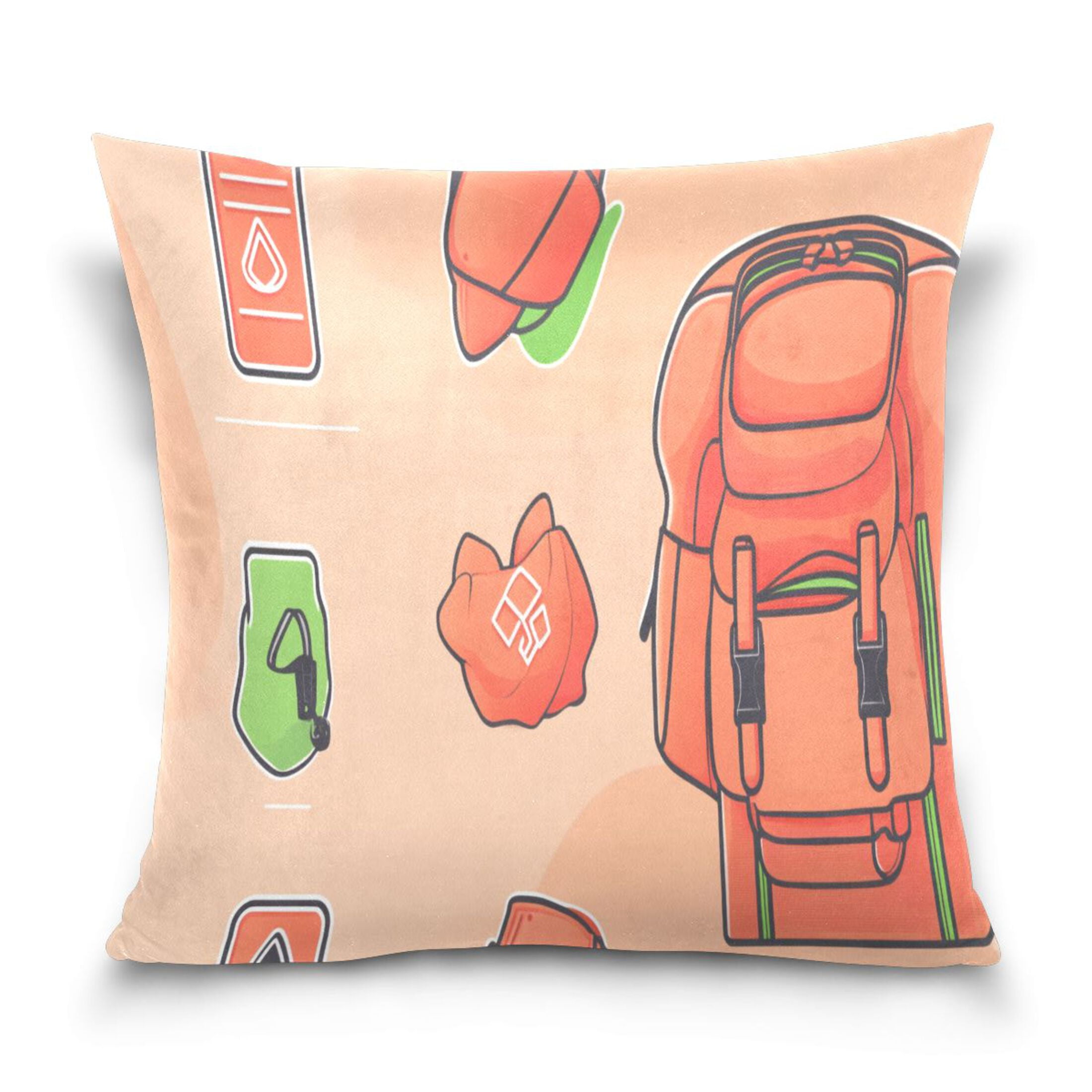 Outdoor Backpack Pattern 20x20 Inch Plush Velvet Pillowcase Double ...