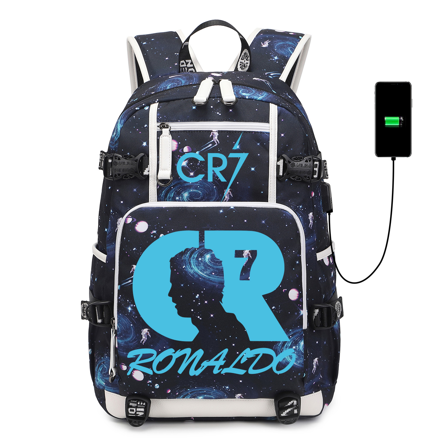 Outdoor Bag printed Cristiano Ronaldo waterproof USB charges fits ...