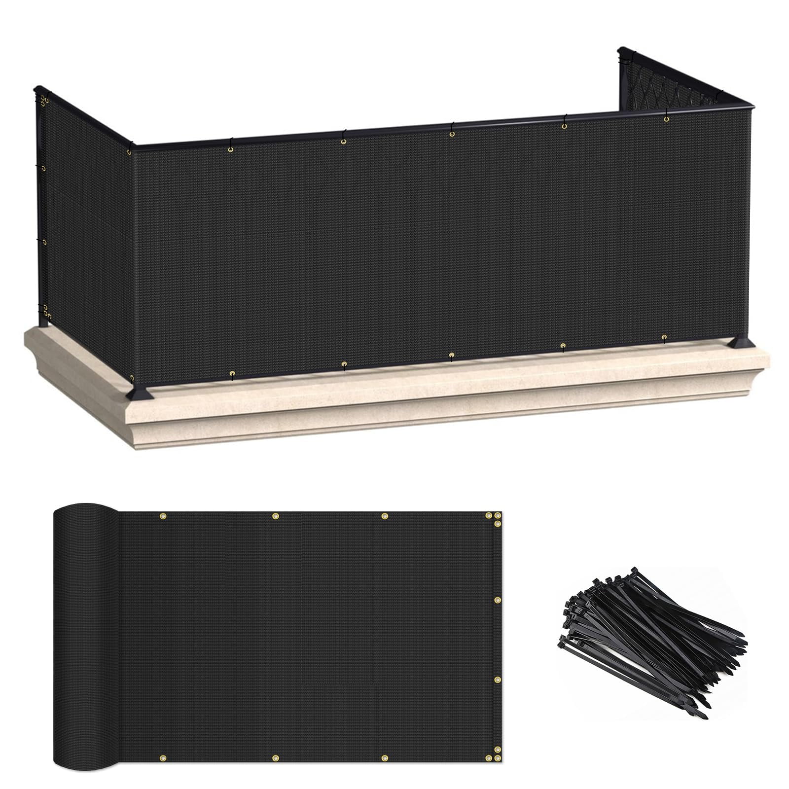 Outdoor Balcony Privacy Fence Screen 3 Feet x 141 Feet, Heavy Duty UV ...