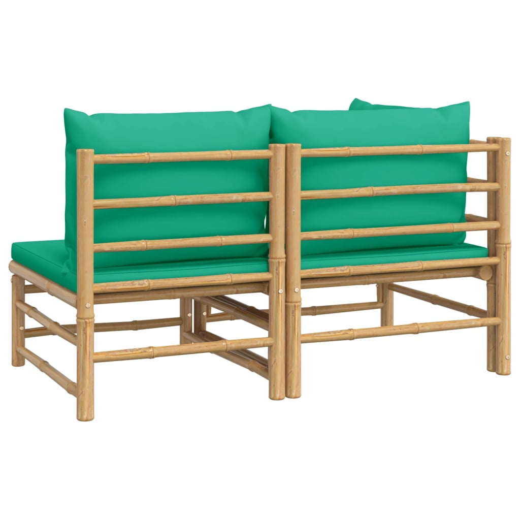 Outdoor Bamboo Lounge Set with Green Cushions - Walmart.com