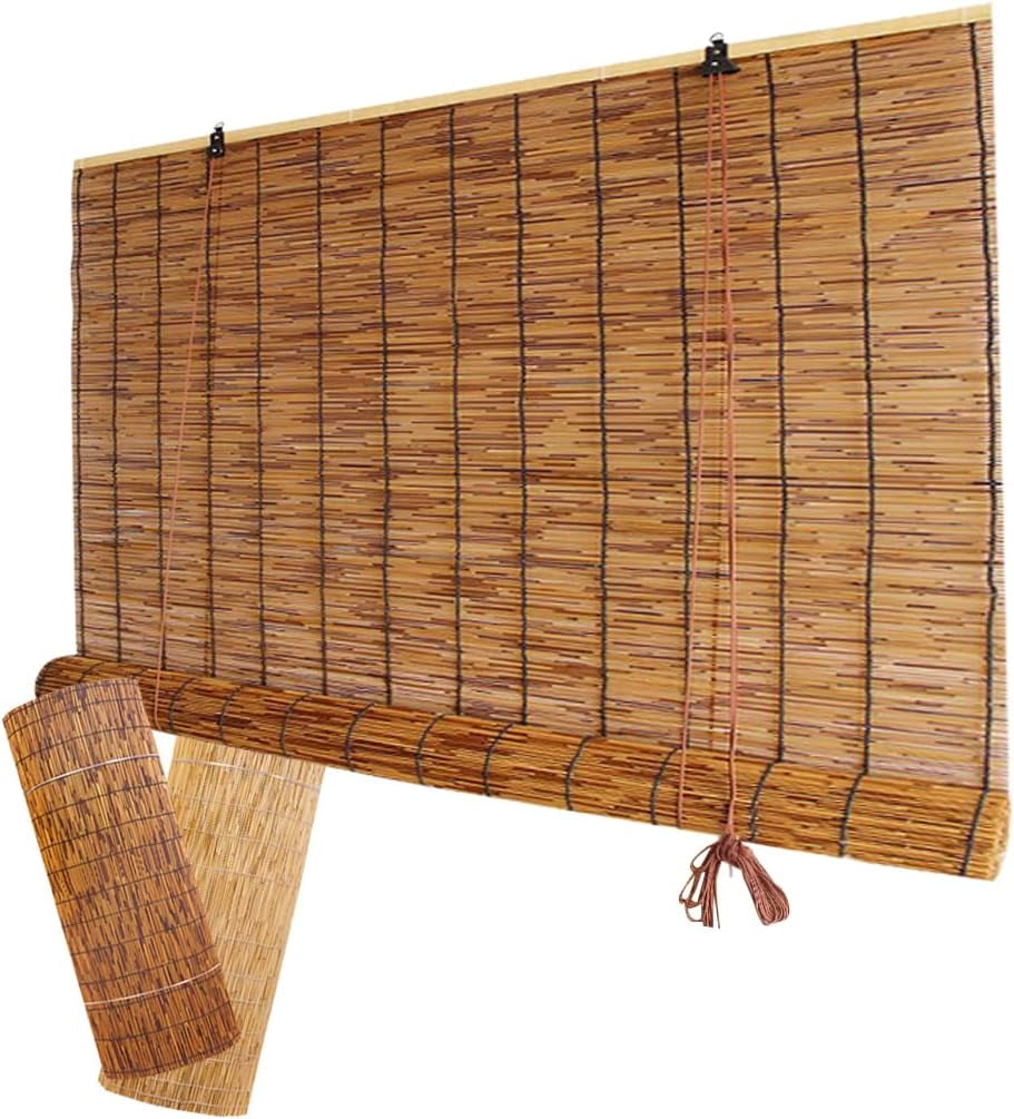 Outdoor Bamboo Shades for Patio Roll Up Shade Waterproof Reed Blinds ...