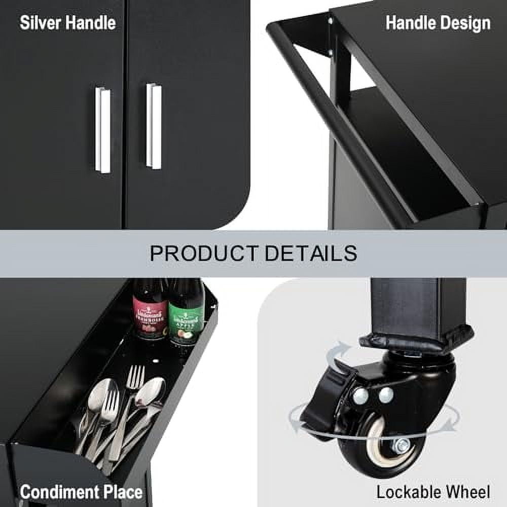 Outdoor Bar Cart with Storage and Shelves - Patio Bar Dining Cart Table ...