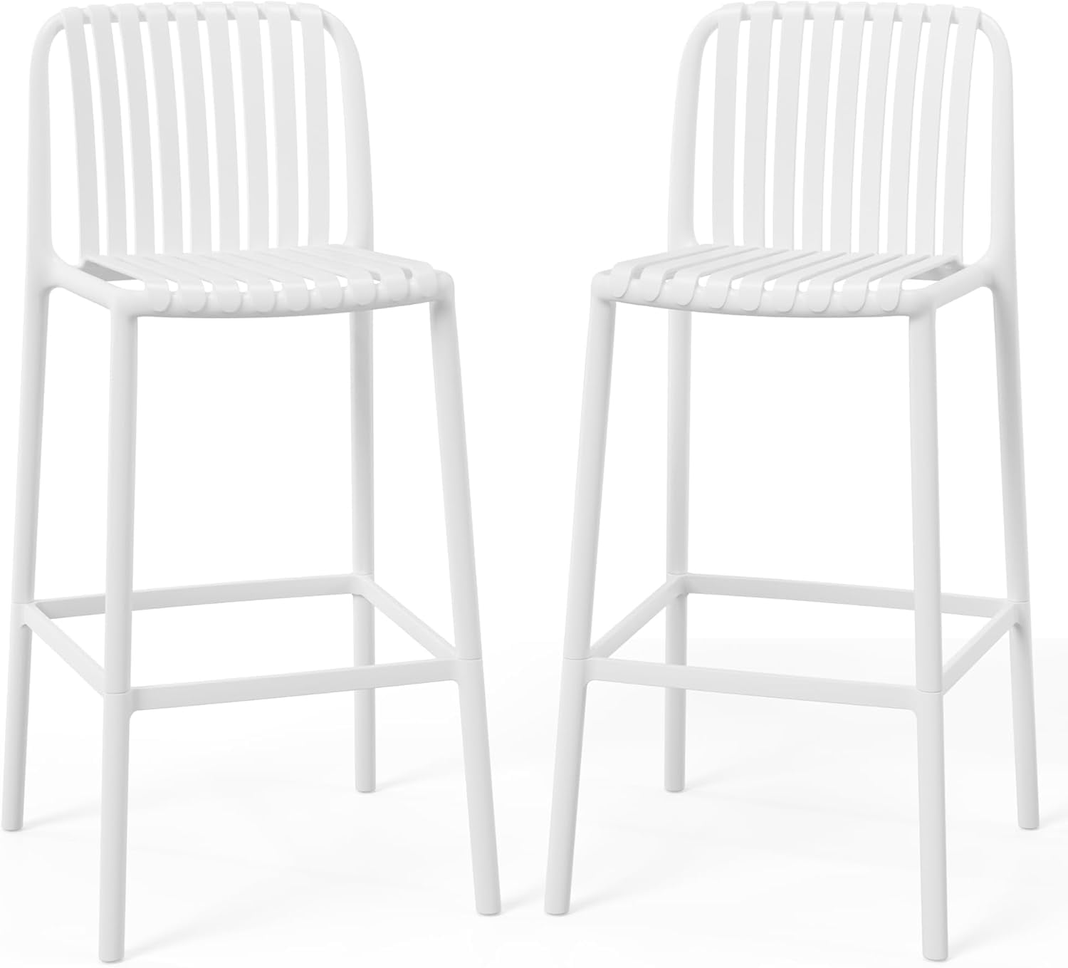 Outdoor Bar Chairs Set of 2, Pool Bar Stools with Footrest, Weather ...