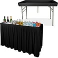 Outdoor Bar Cooler Table with Skirt - 4ft Folding Black Patio Table Ice ...