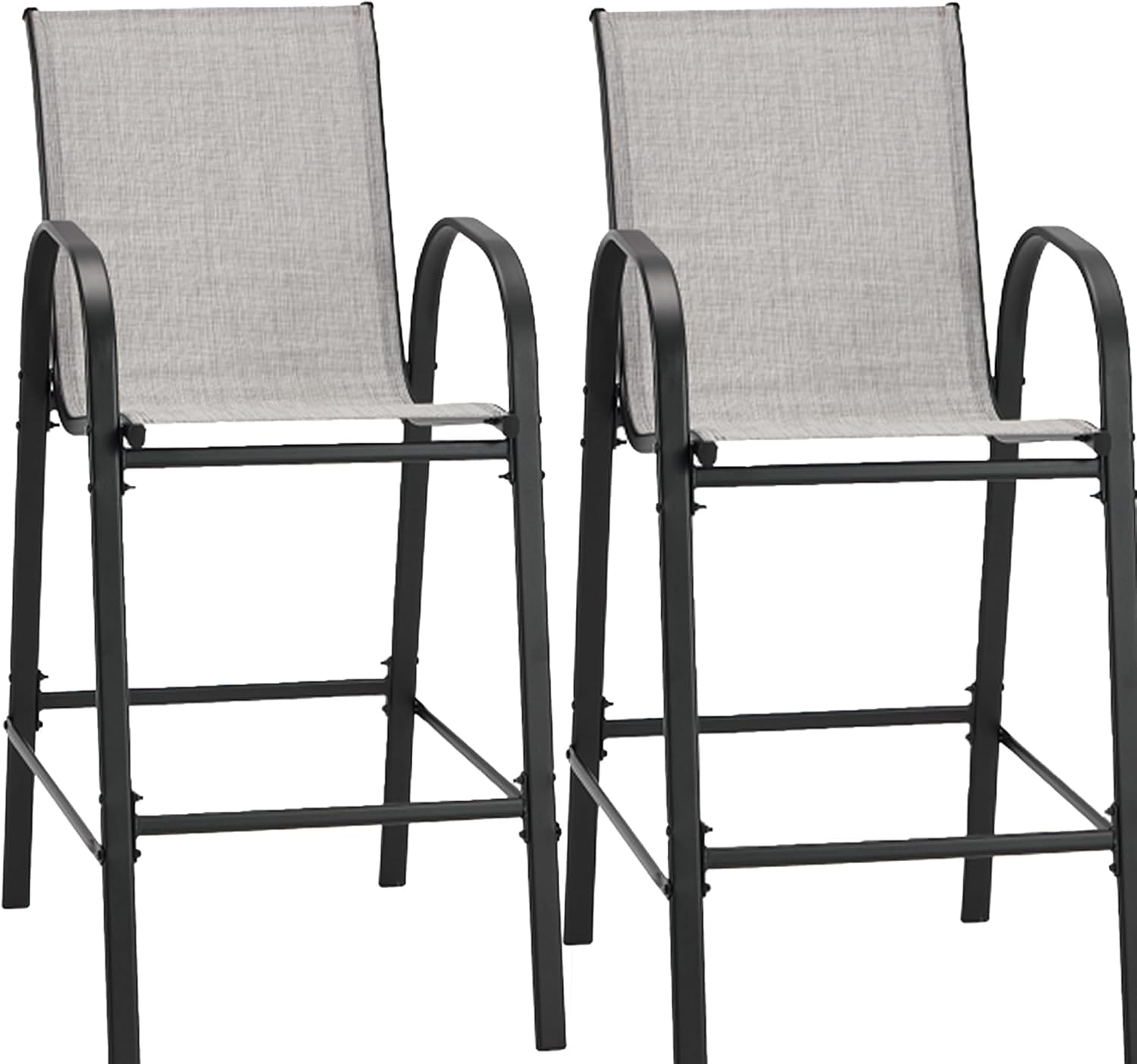 Outdoor Bar Height Stools, Stackable Patio Chairs with Armrests, High ...