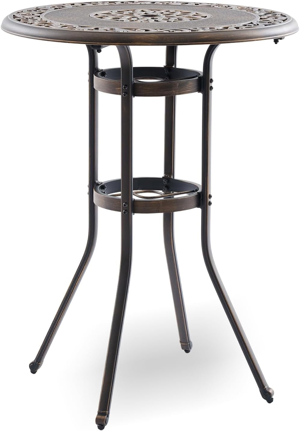 Outdoor Bar Height Table, 31.5" Round Cast Aluminum Patio Pub Table ...