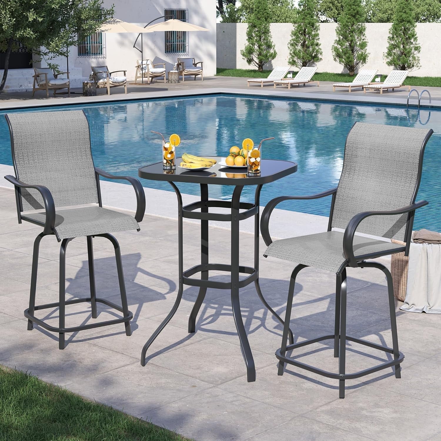 Outdoor Bar Height Table and Chairs Set for 2, All Weather Patio High ...