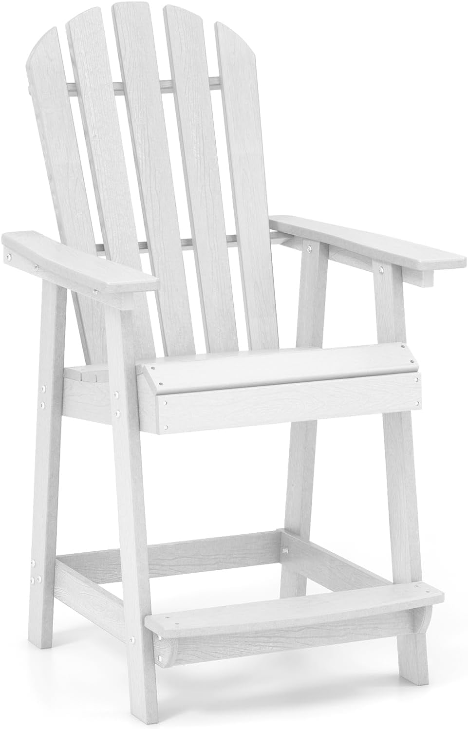 Outdoor Bar Stool, HDPE Tall Adirondack Chair with Armrest & Footrest ...