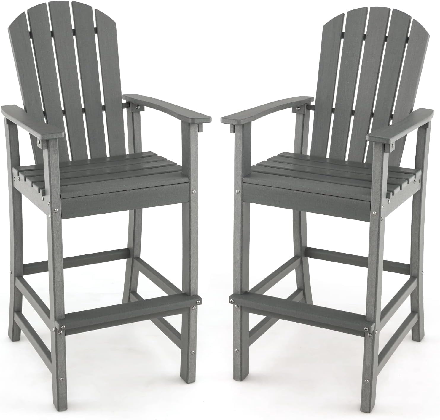 Outdoor Bar Stool, Tall Chair with Armrests and Footrest, 30 Inches ...