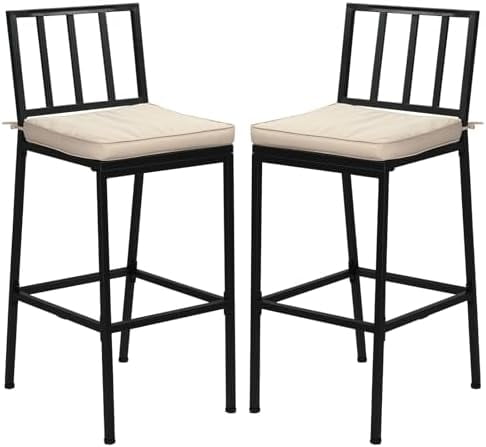 Outdoor Bar Stools Set of 2, Patio Counter Height Pub Chair with ...